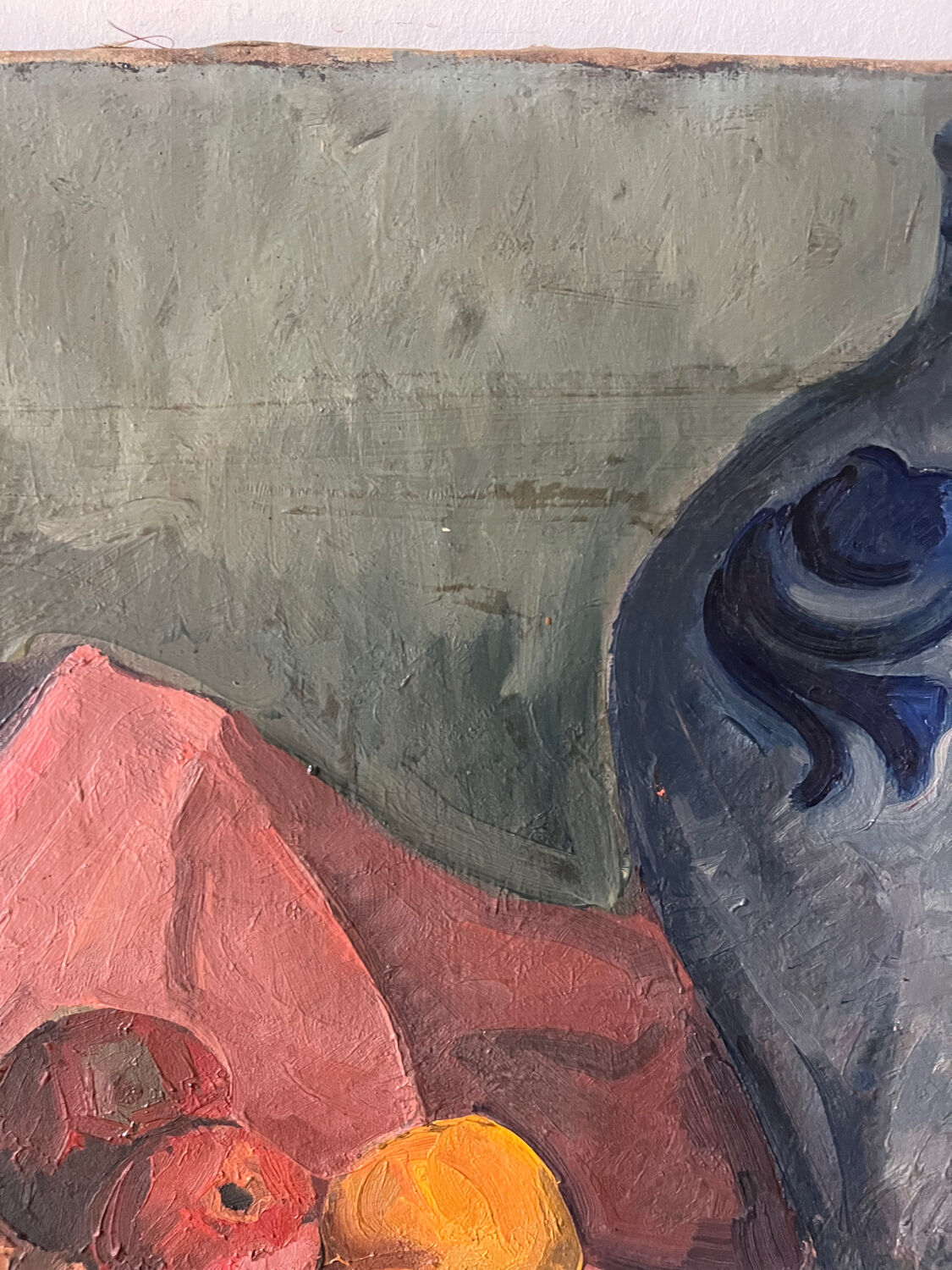 Nature morte, pommes, citrons et potiche, signé Anna Raiser | Selency