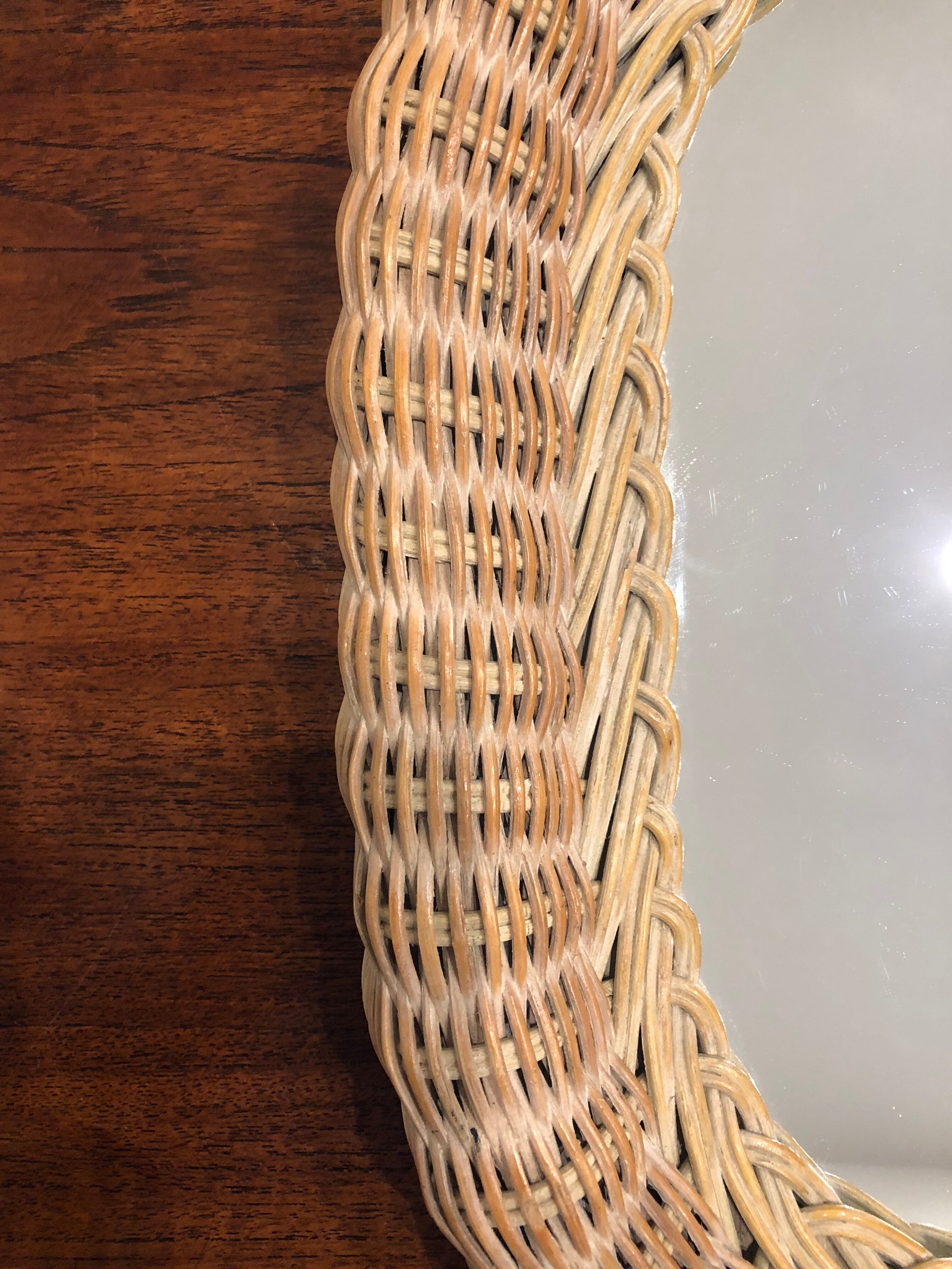 Ancien miroir rotin tréssé années 50-60 | Selency