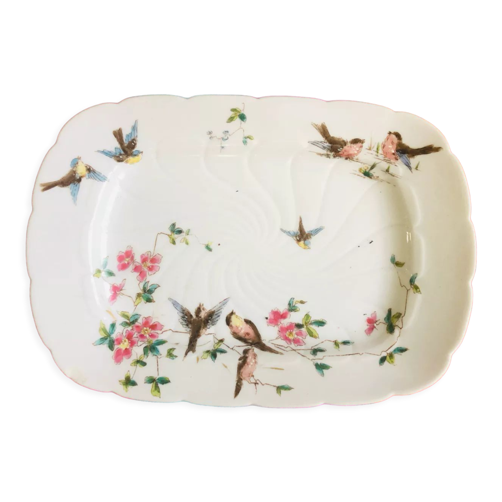Plat de service rectangulaire porcelaine de Limoges peint à la main ...