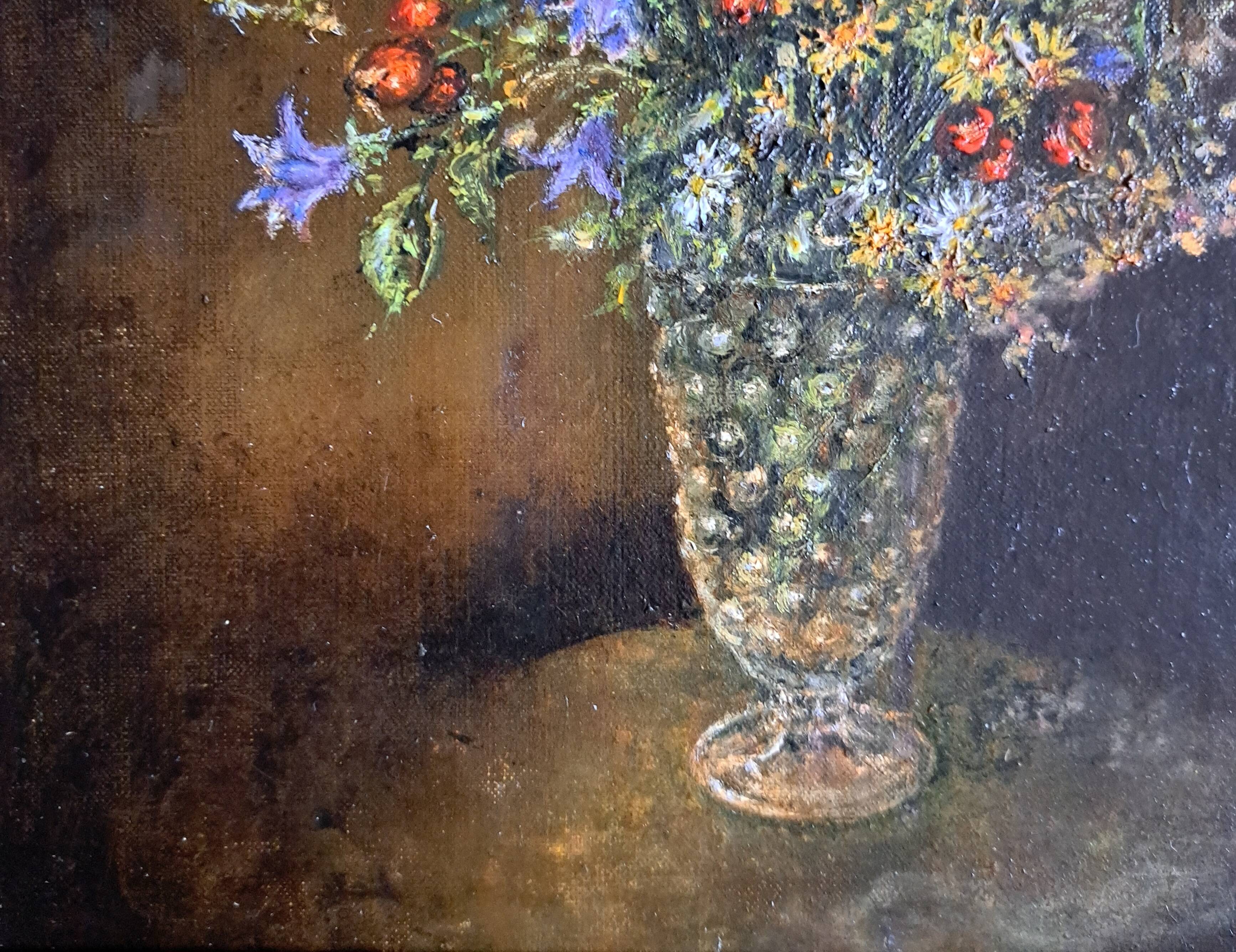 Tableau huile sur toile - Nature morte de fleurs des champs vers 1920 | Selency