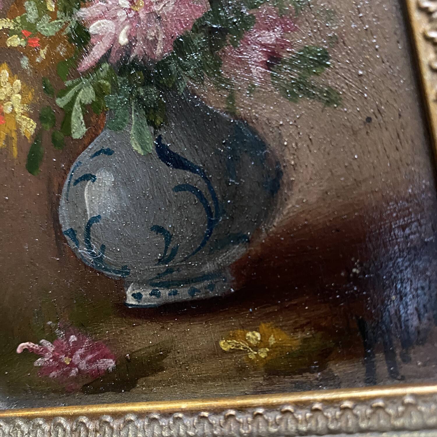 Tableau miniature XIXème "Les dahlias" | Selency