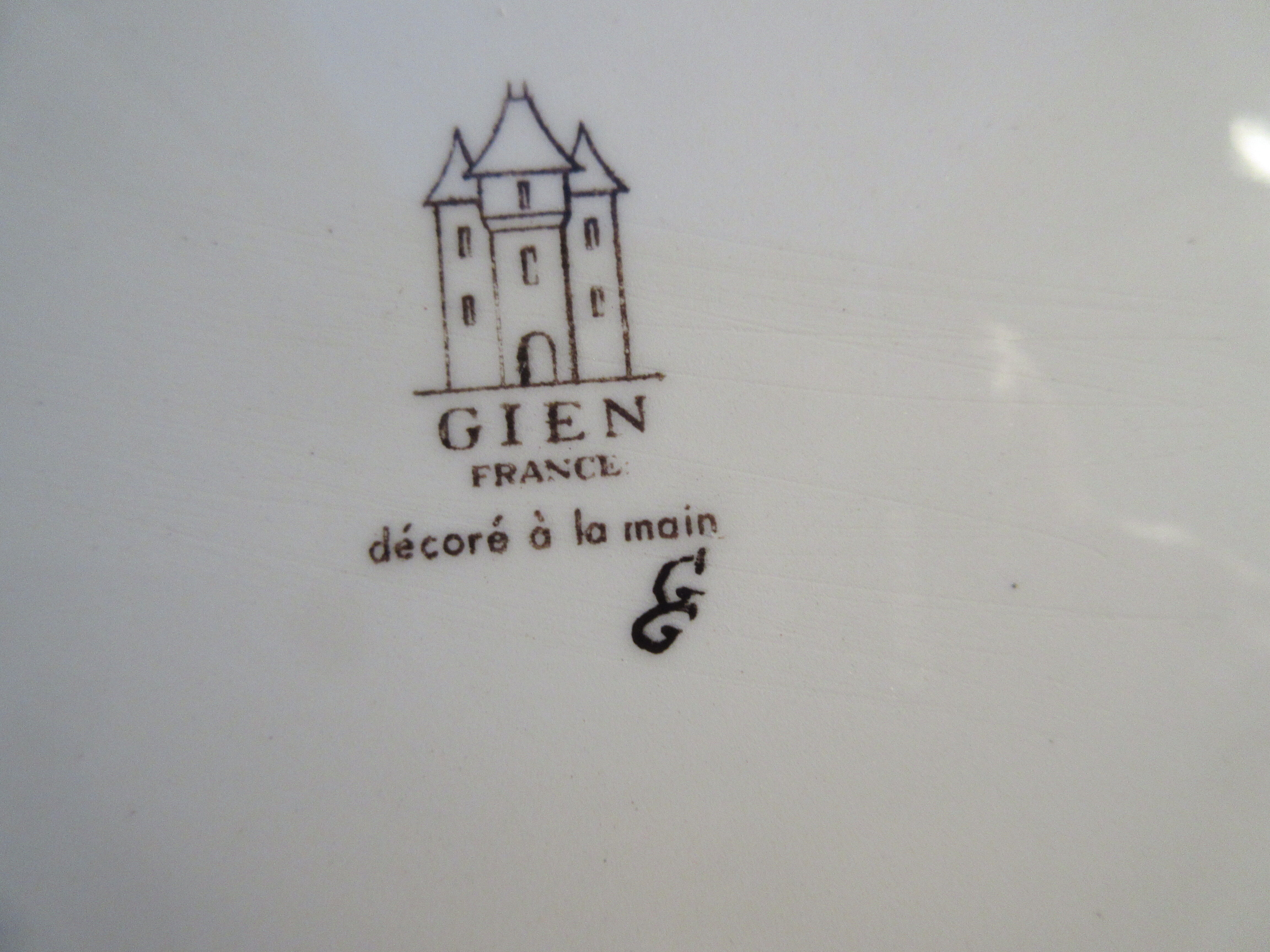 Assiette palte service Rambouillet signée Gien Les Perdix rouges. 26 cm ...