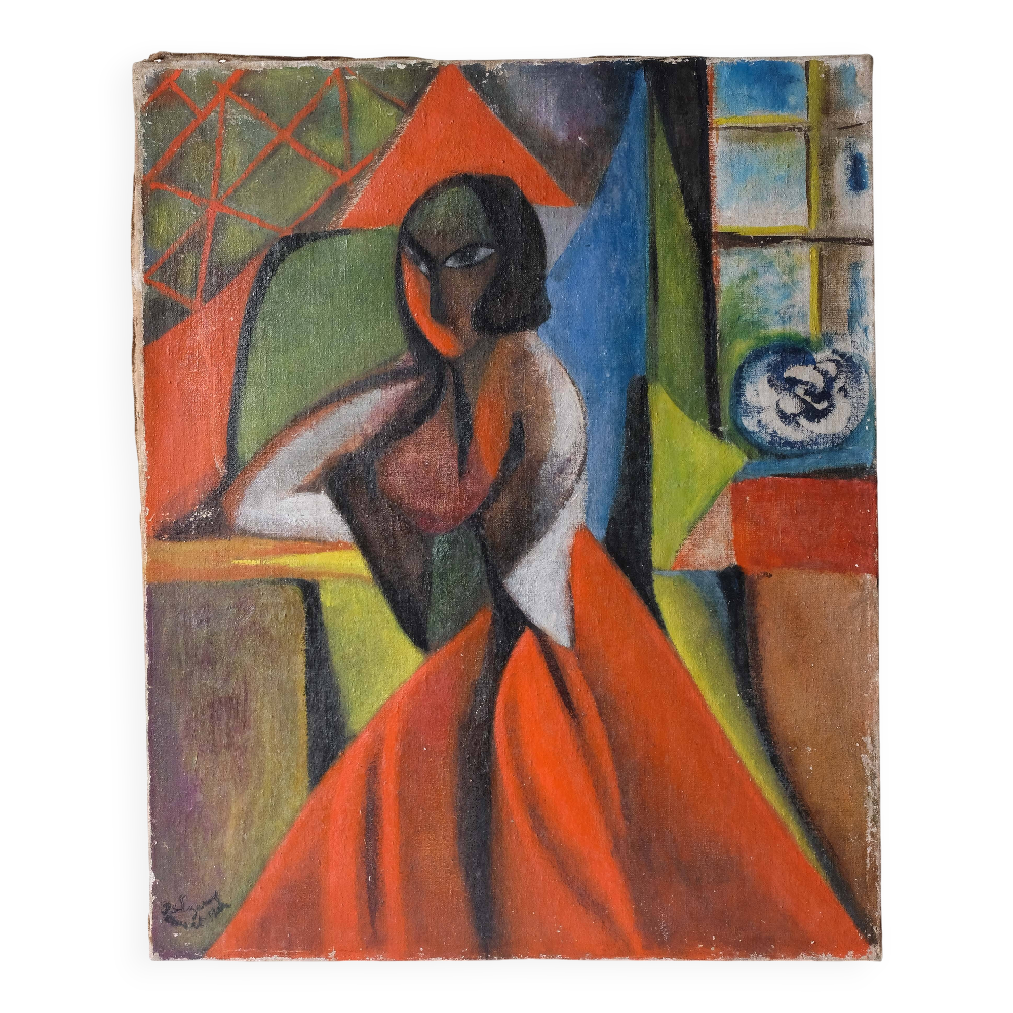 Femme Expressionniste Portrait Peinture Cubiste | Selency