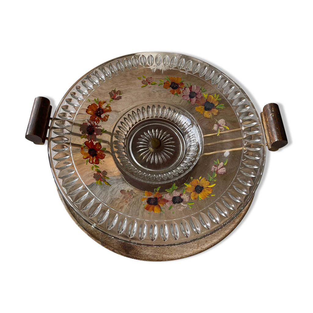 Coupelle corbeille de fruit vintage en verre et en bois shabby chic ...