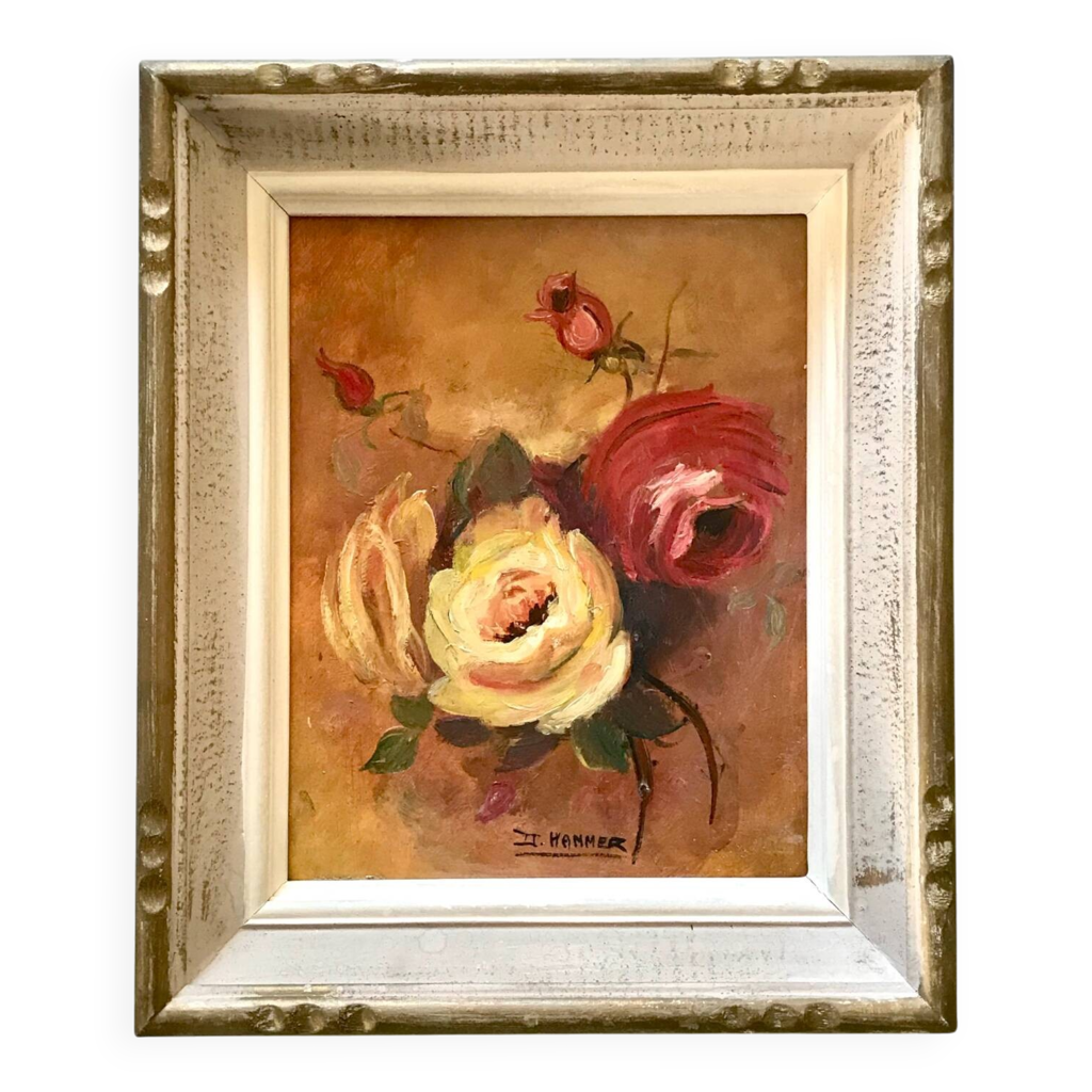 Tableau vintage rose ancienne | Selency