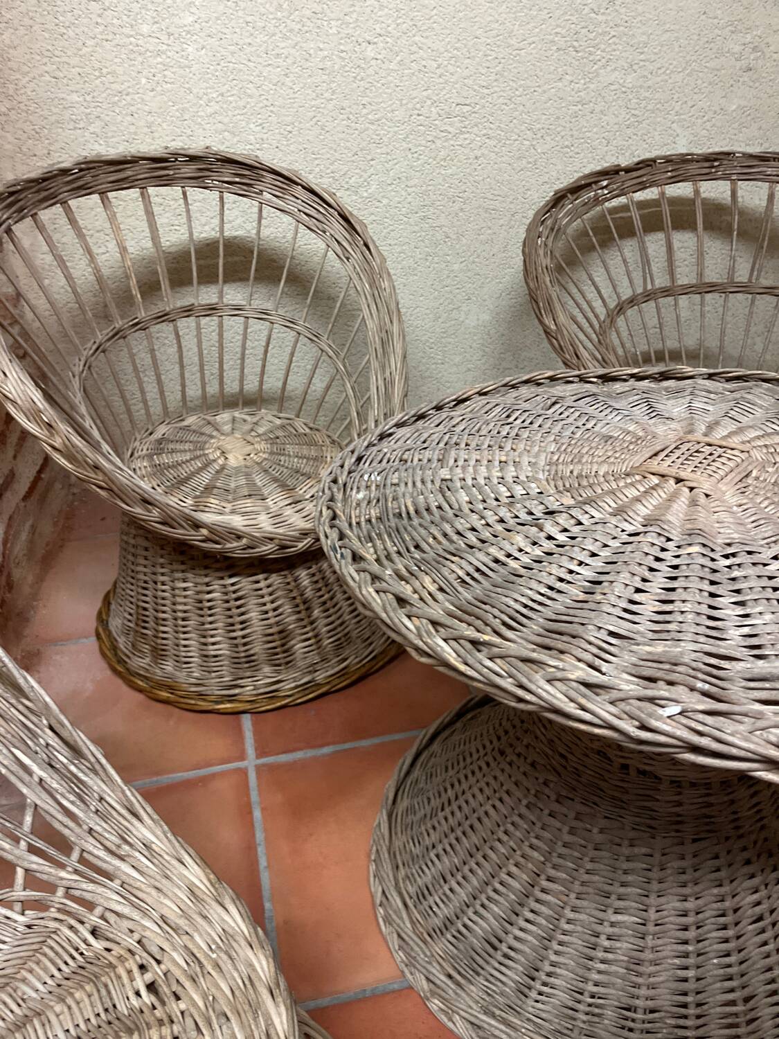 Fauteuil et table rotin osier | Selency