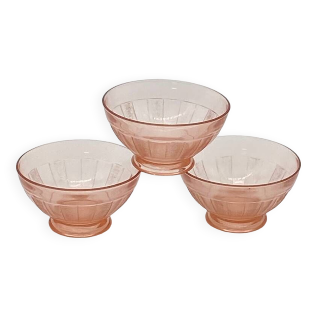 Trio De Bols Anciens Vintage Duralex France Rose Rosé Selency