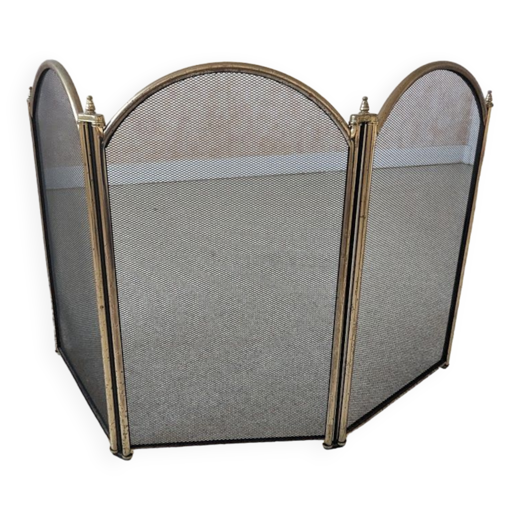 Pare-feu de cheminée 3 volets pliables en laiton | Selency
