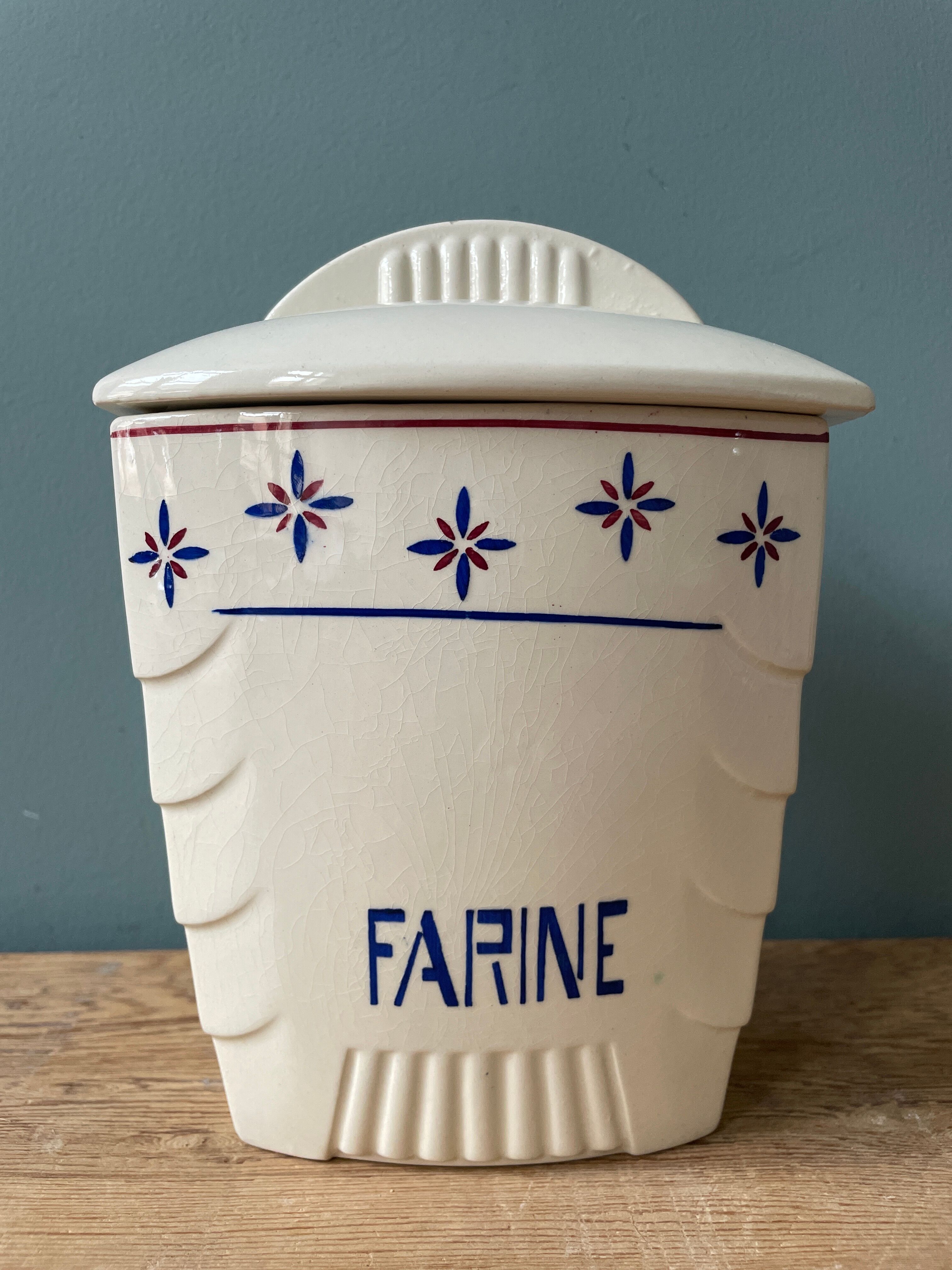 Pot ancien à farine en demi-porcelaine de Lunéville | Selency