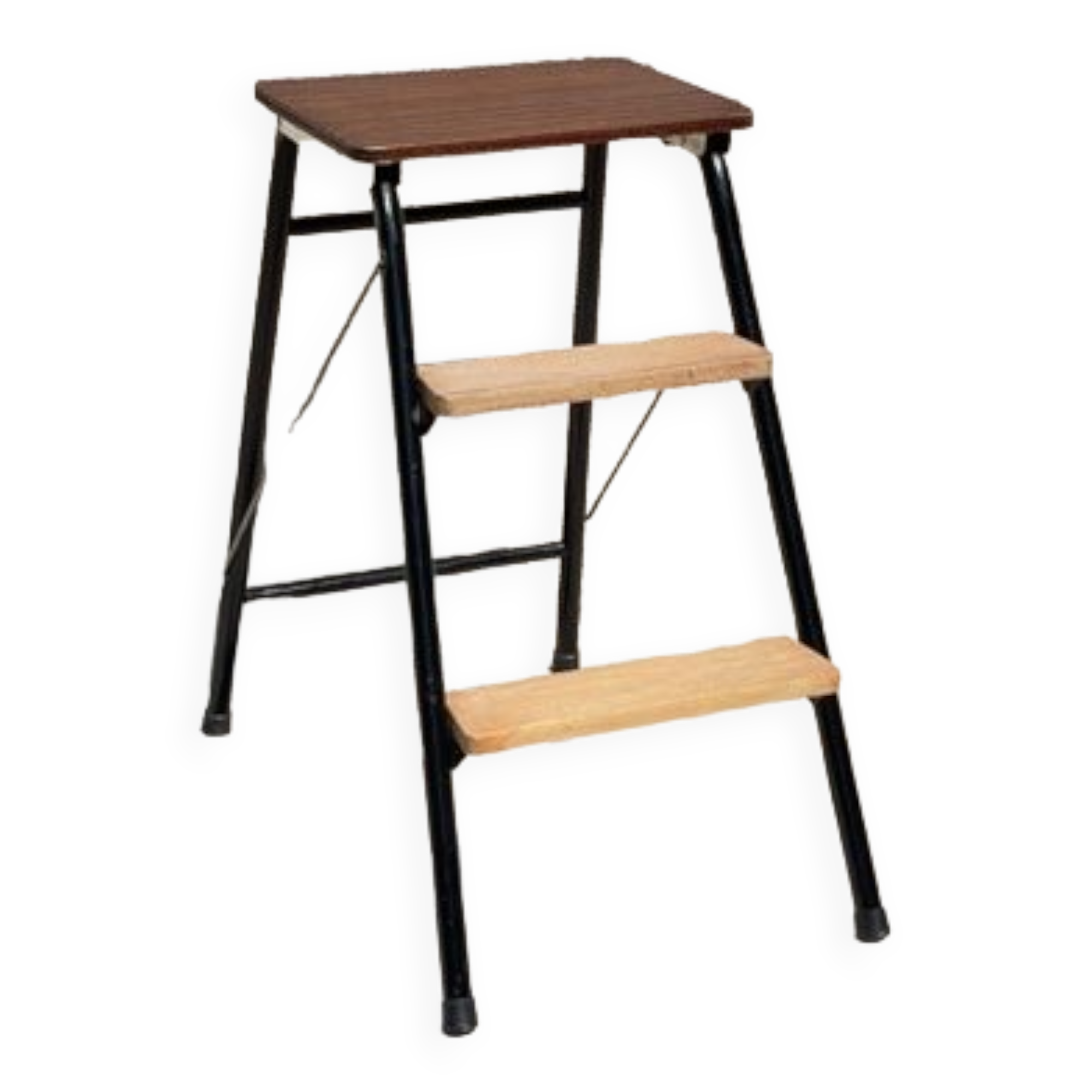 Tabouret escabeau pliant acier et bois vintage | Selency