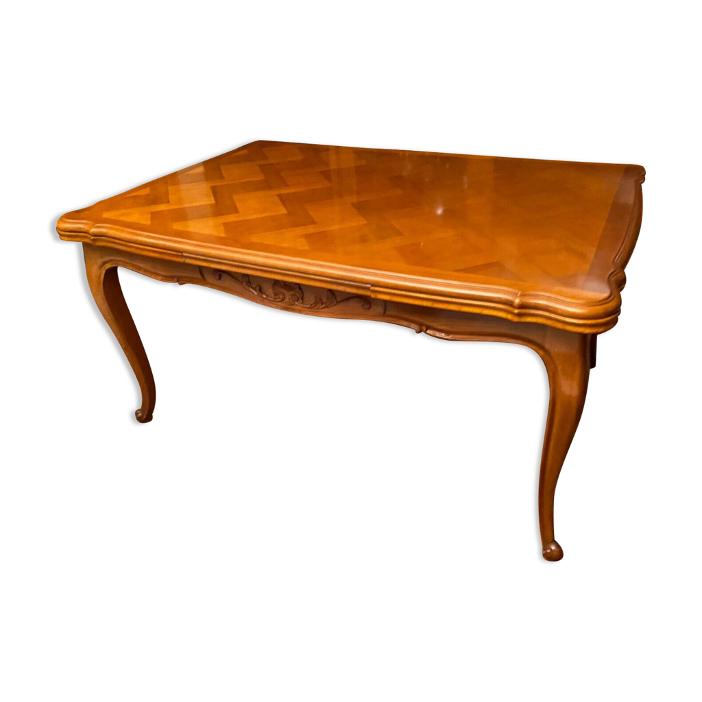 Table en merisier massif allonges à l'italienne style Louis XV 240 cm ...