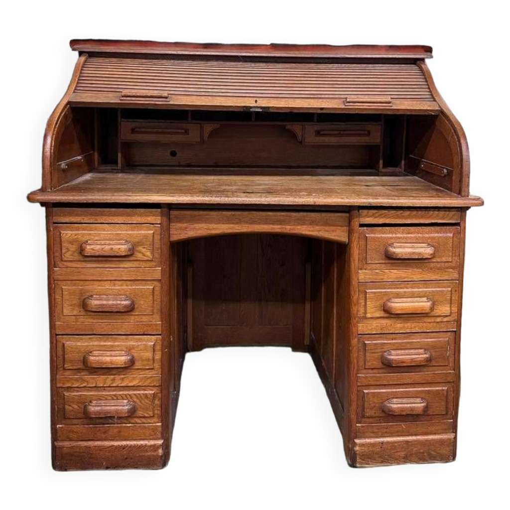 Vintage american desk with roller shutter door | Selency