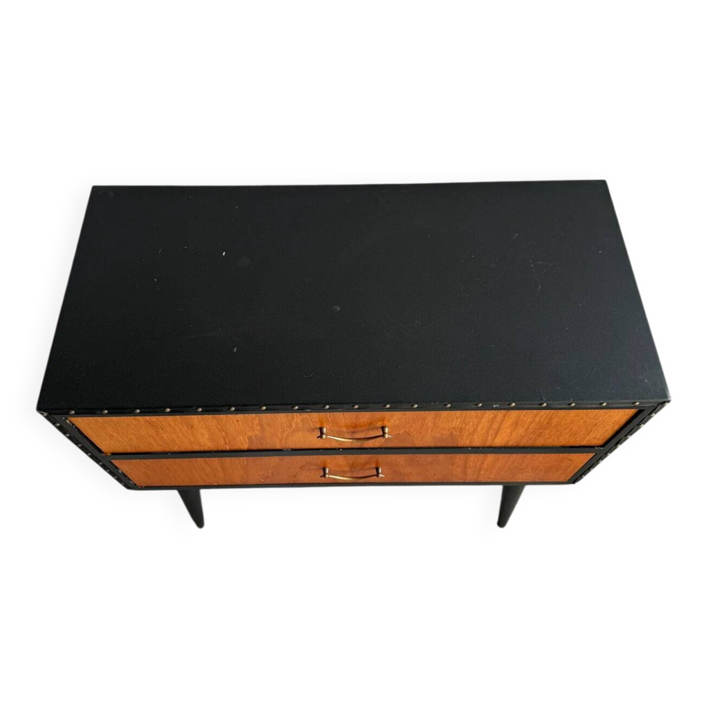 1960s Vintage IKEA Teak Side Cabinet with Brown Teak and Black Faux ...