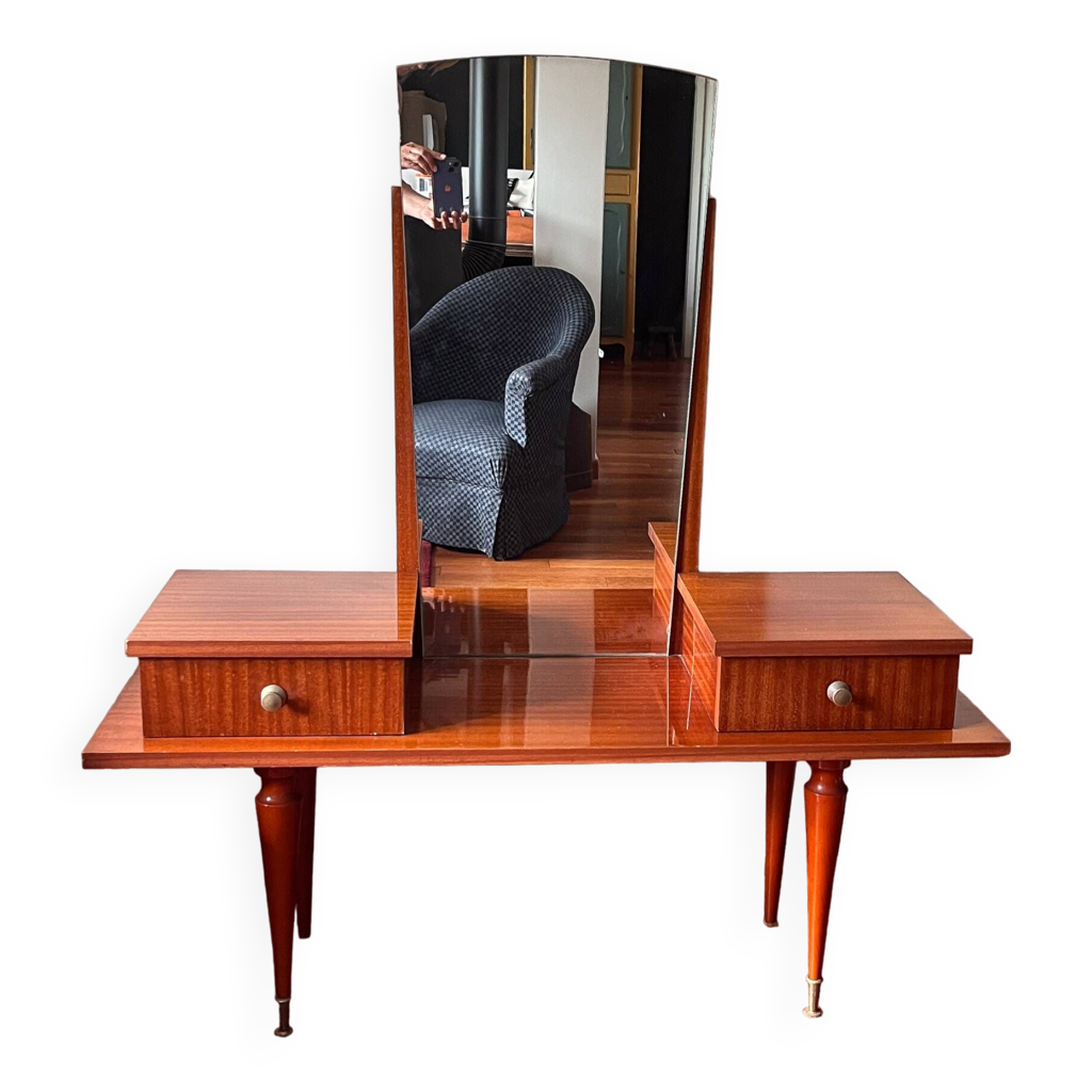 Coiffeuse miroir années 50-60 pieds compas | Selency