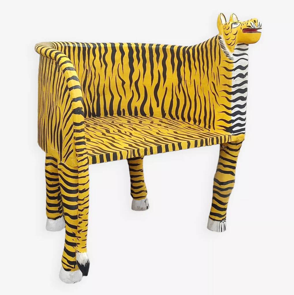 Fauteuil en bois apparence "tigre" | Selency