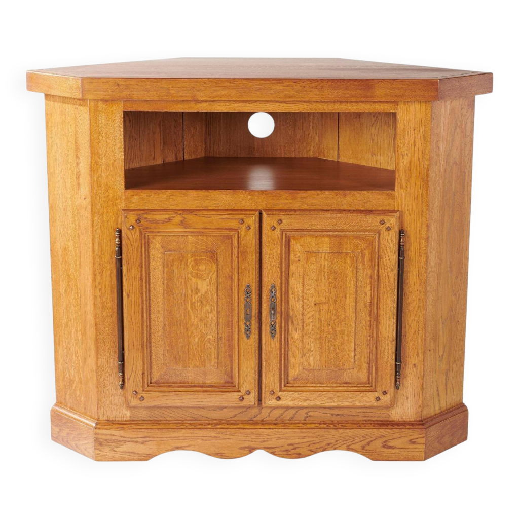 Meuble TV d'angle en chêne massif Hellin | Selency