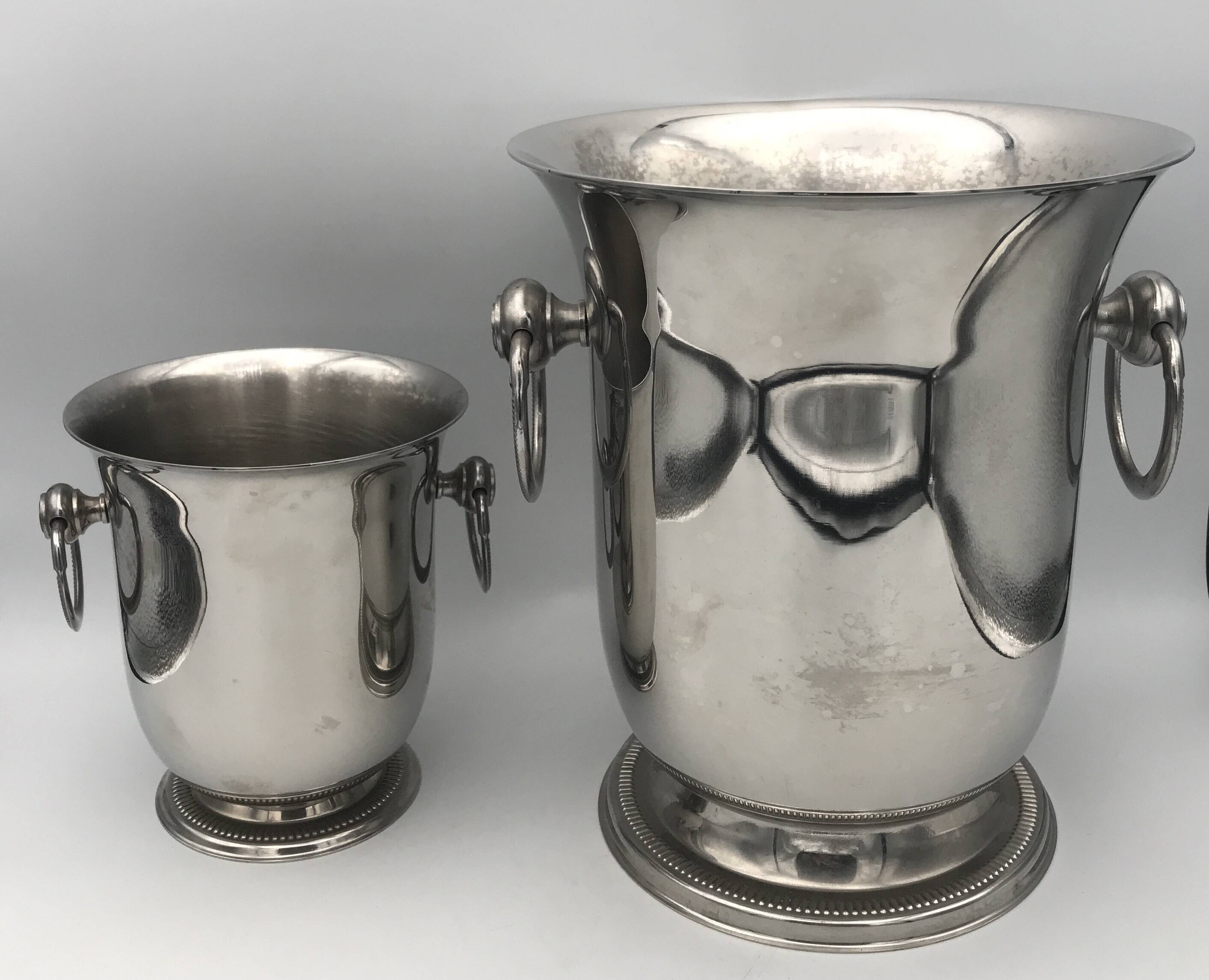 Ensemble seau à champagne et seau à glaçons sur piédouche Jean COUZON ...