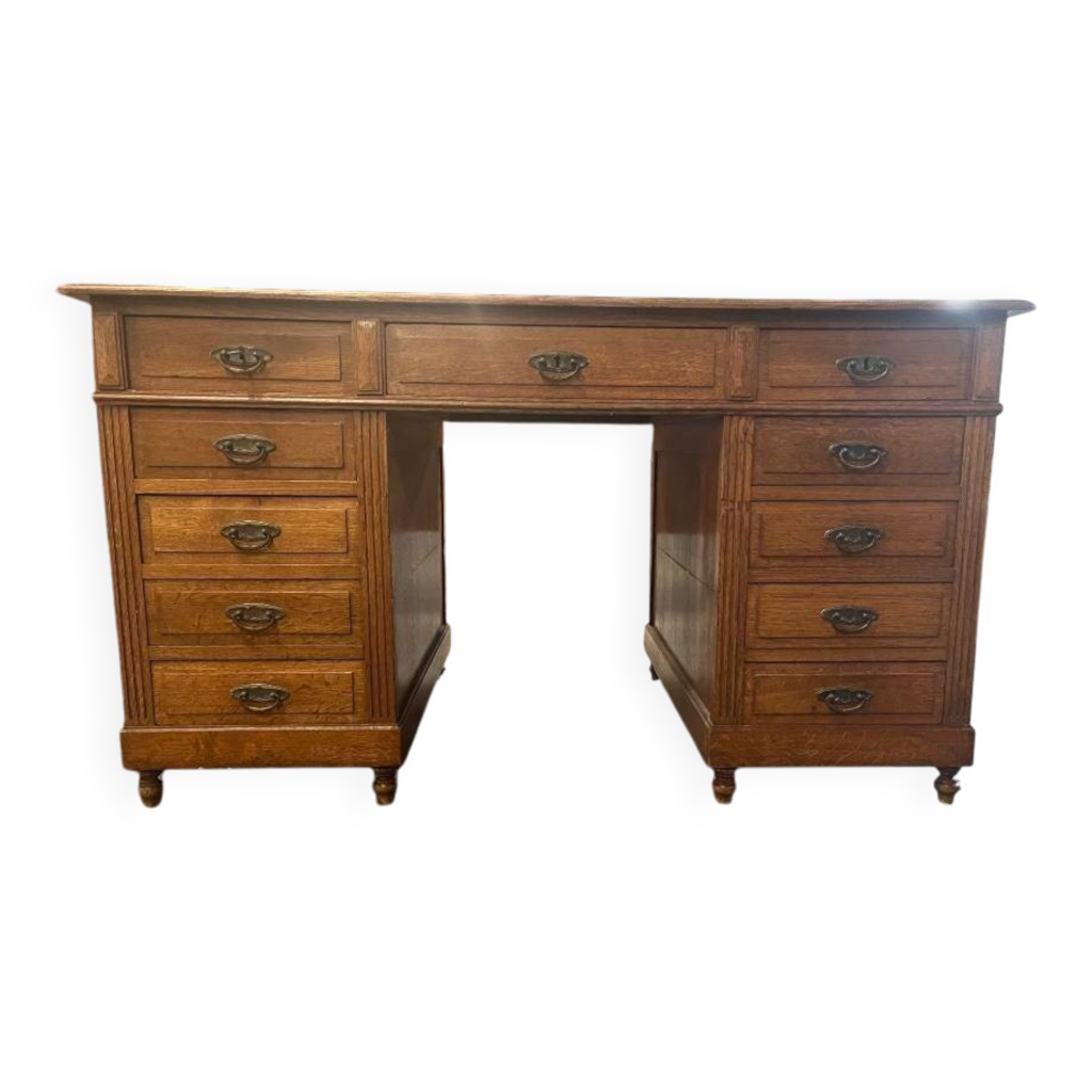 Bureau vintage en bois double face XL profond | Selency