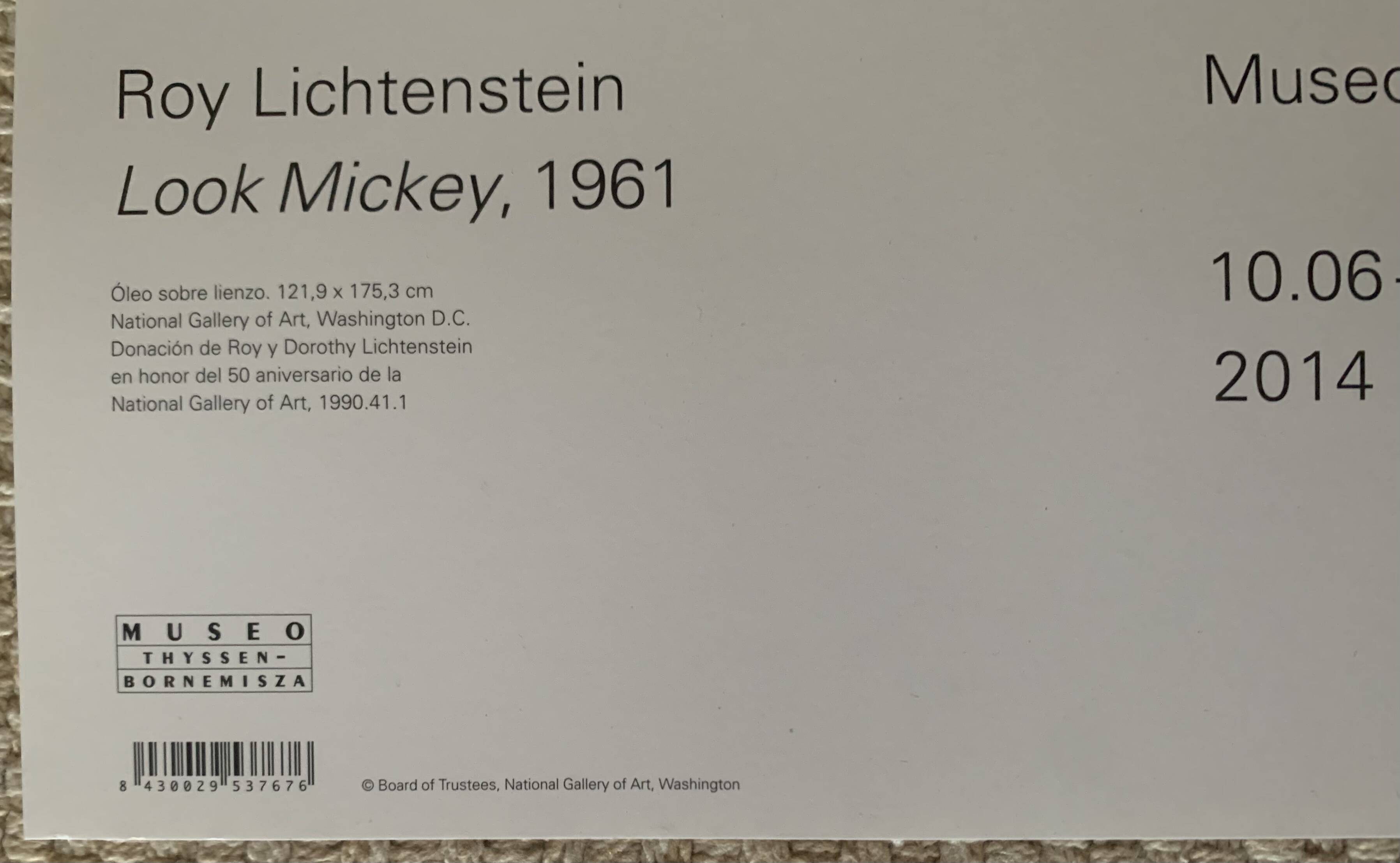 Roy lichtenstein - look mickey - affiche originale d'exposition - musée ...