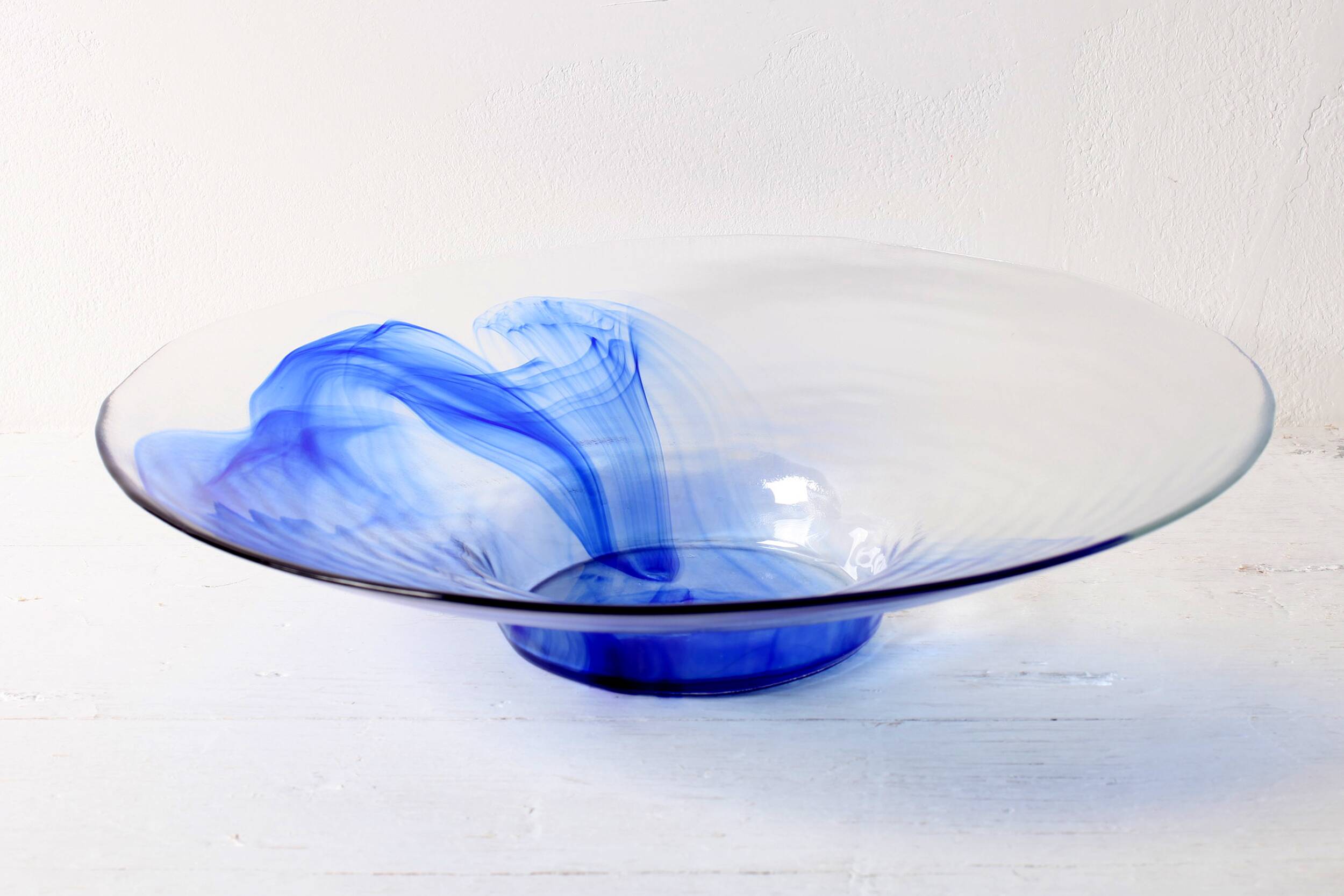 Coupe, centre de table en verre d'art Bormioli Rocco vintage bleu ...