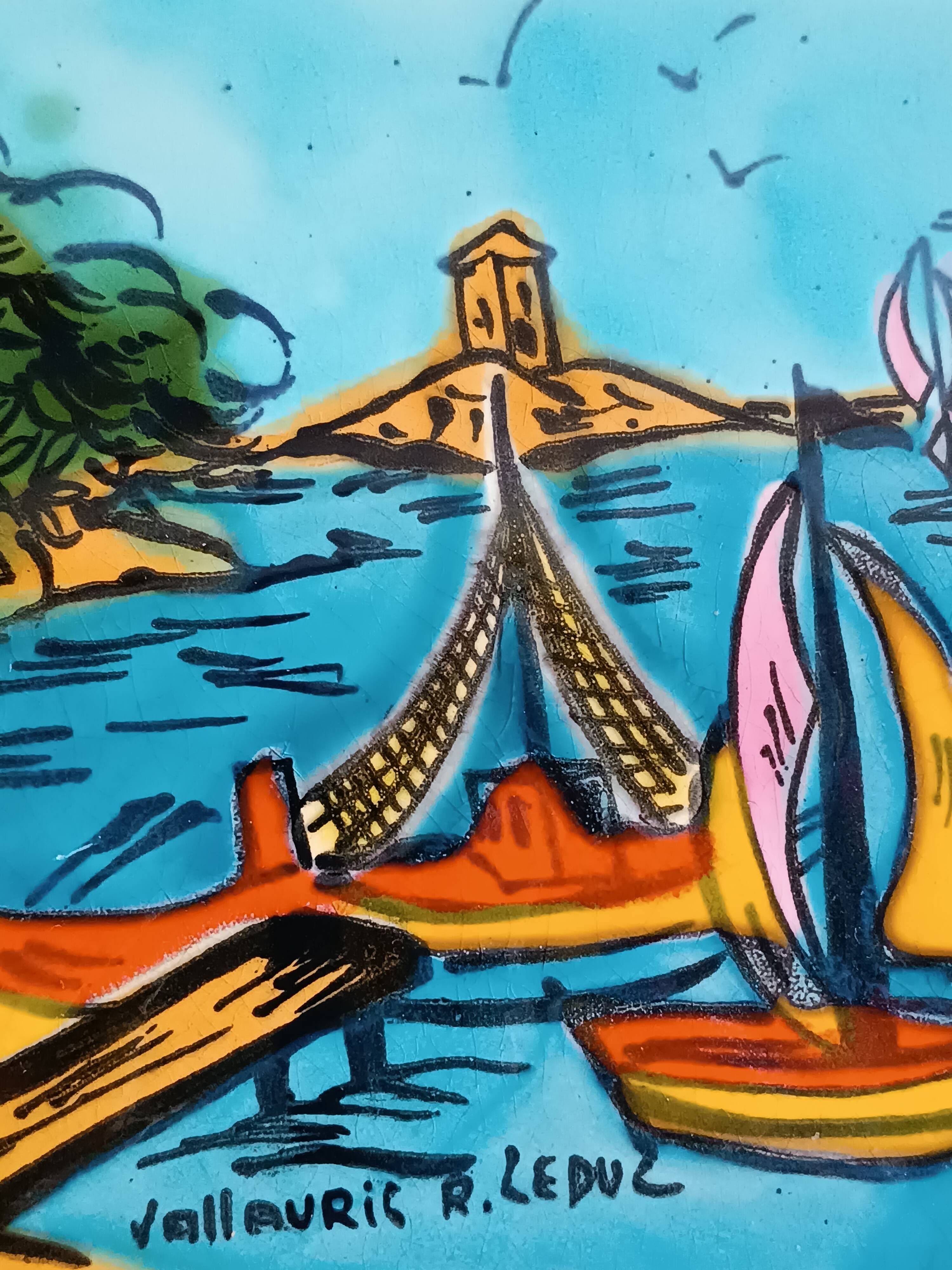 Dessous de plat en céramique par Raymonde Leduc Vallauris 1960 | Selency