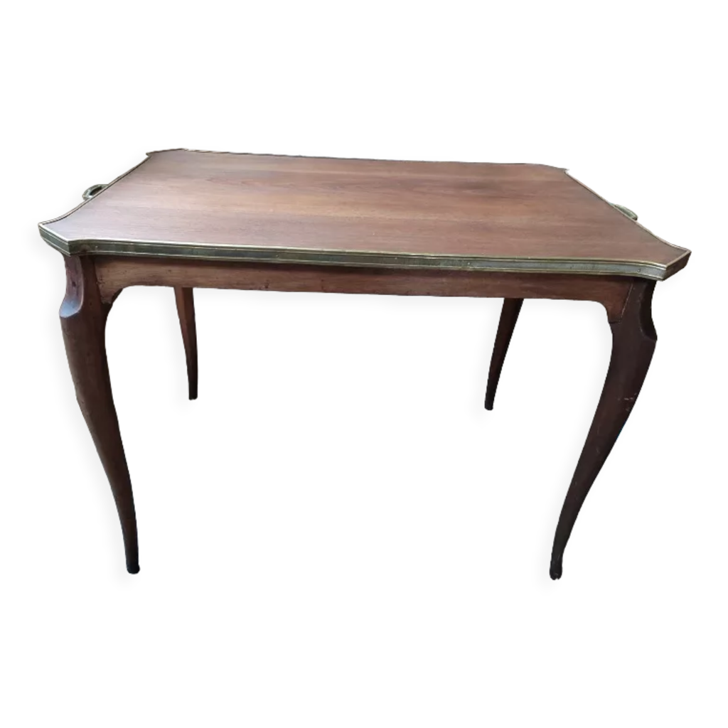 Table appoint bois massif laiton console | Selency