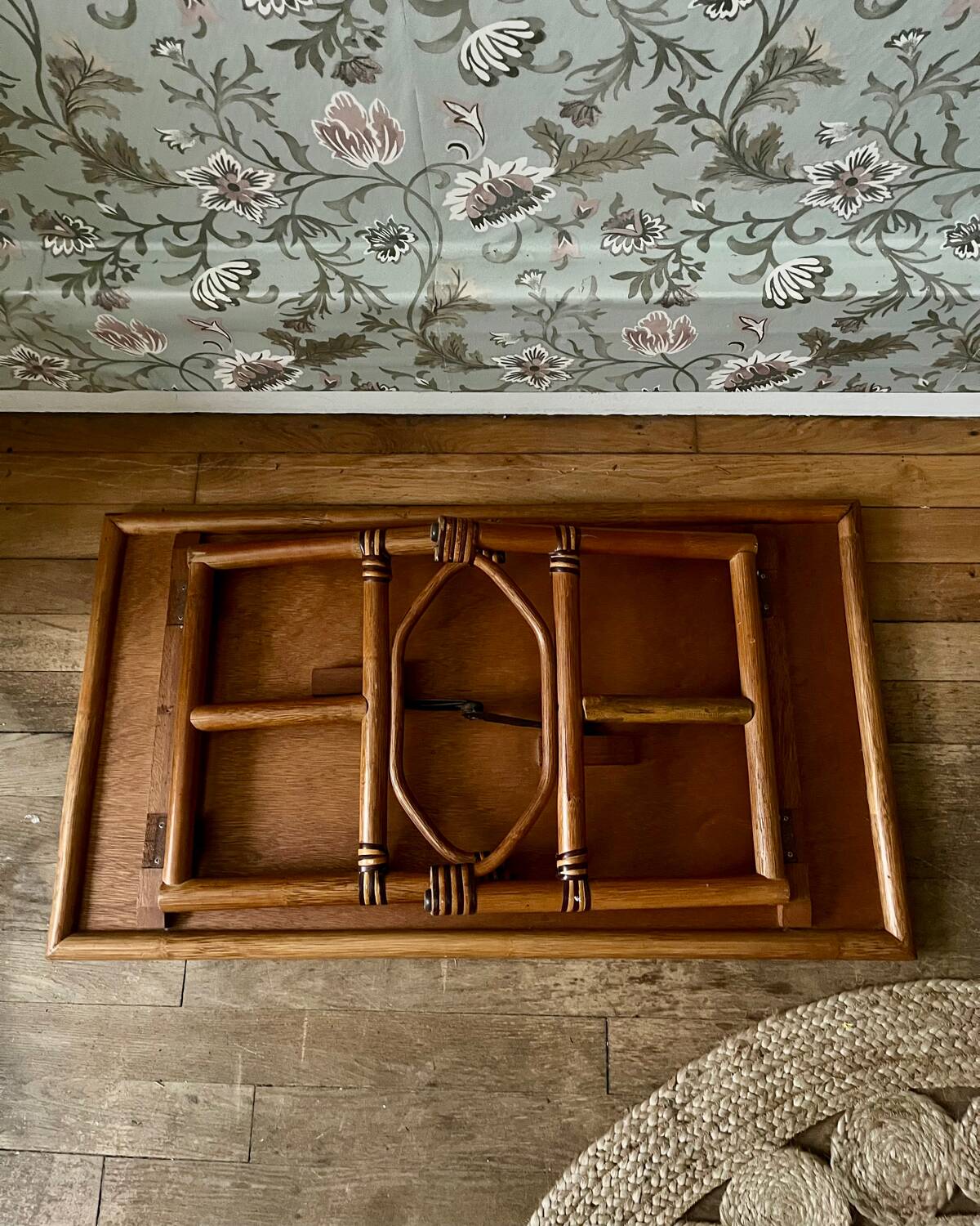 Table basse pliante en rotin, 1970 | Selency