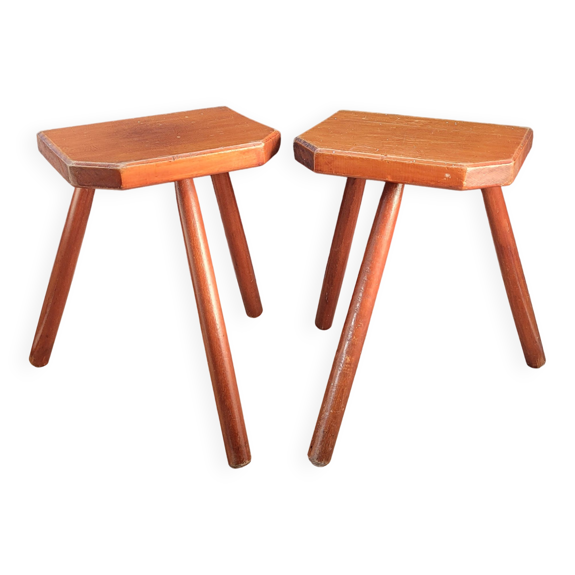Duo de tabourets tripode en bois massif | Selency