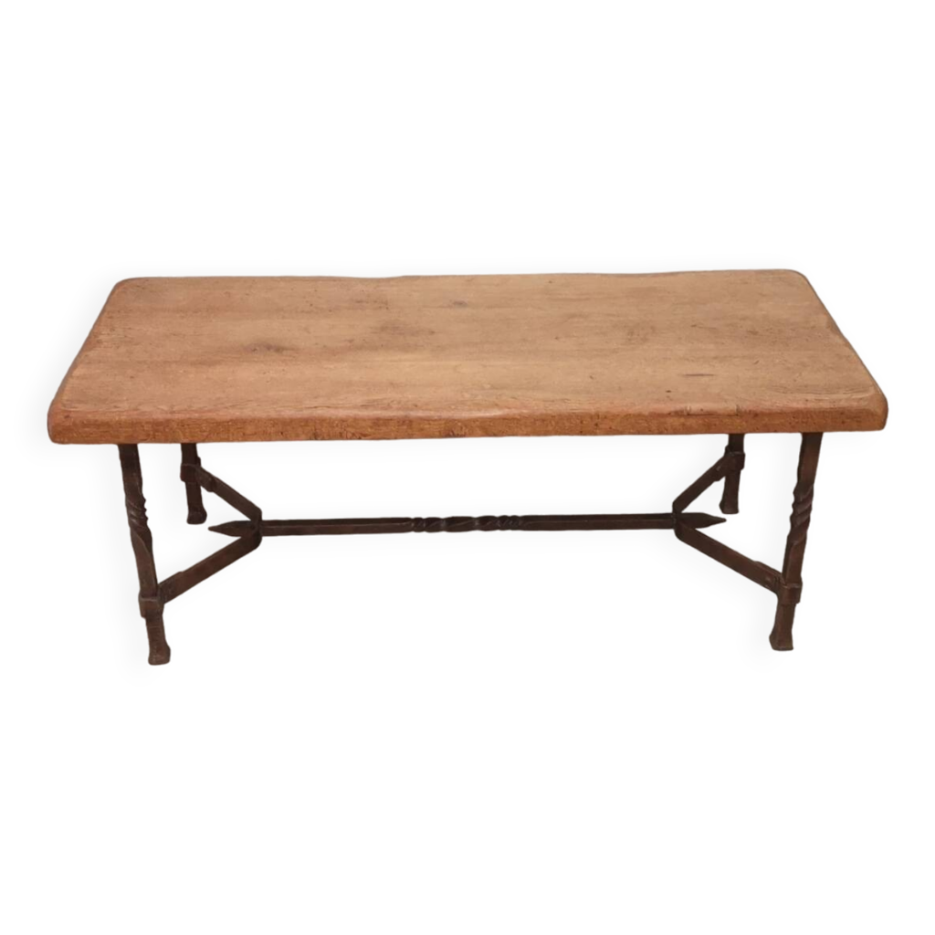 Table basse art populaire moderniste brutalist forme libre 1950 fer forgé | Selency