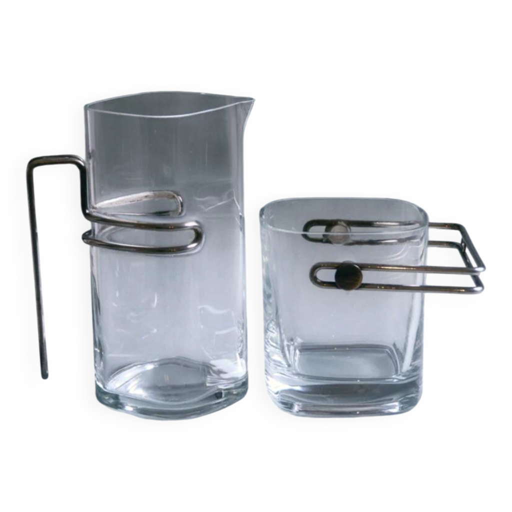Ensemble pichet et seau à glace, Luigi Bormioli, 1970s | Selency