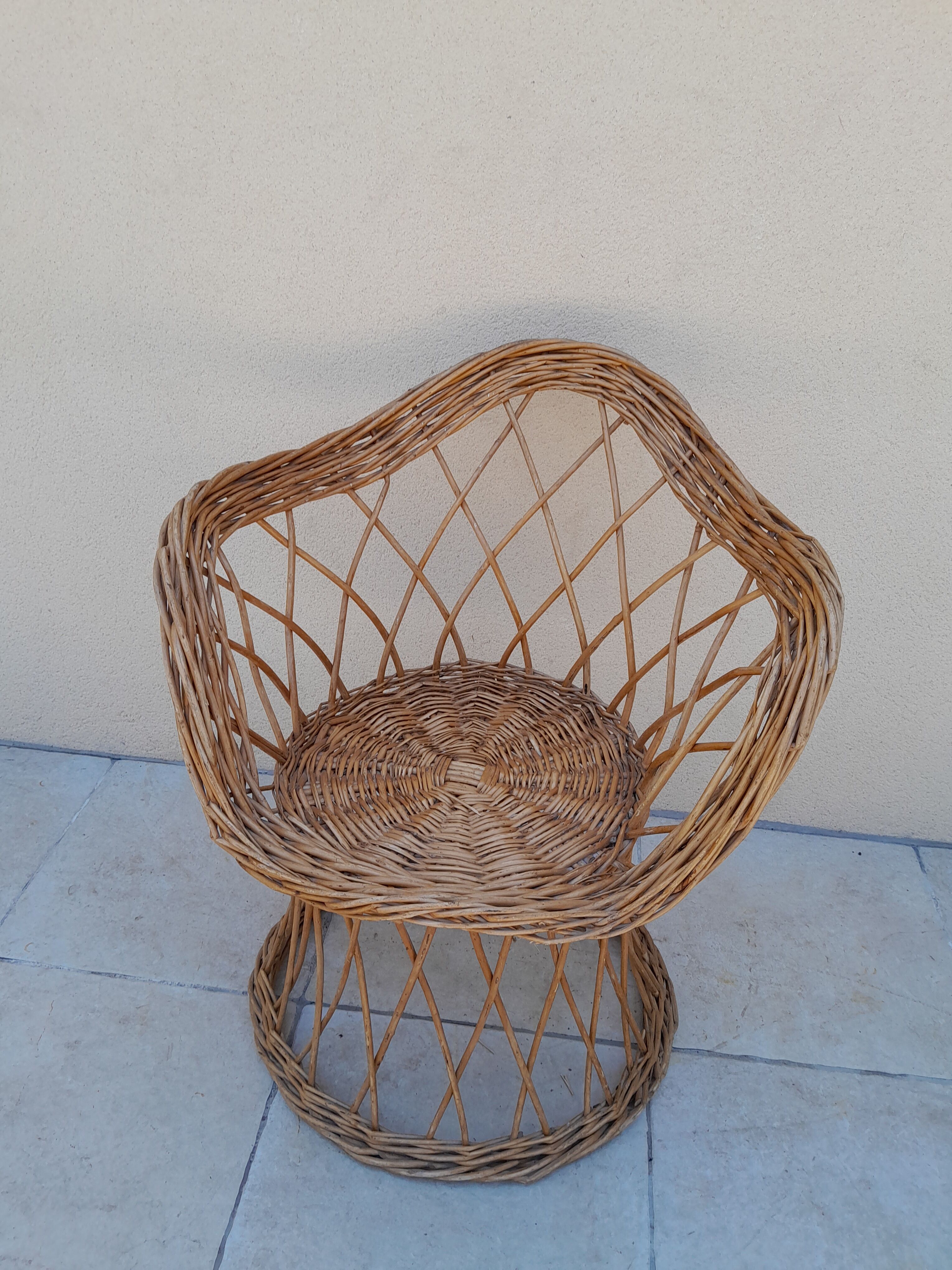 Fauteuil en osier vintage | Selency