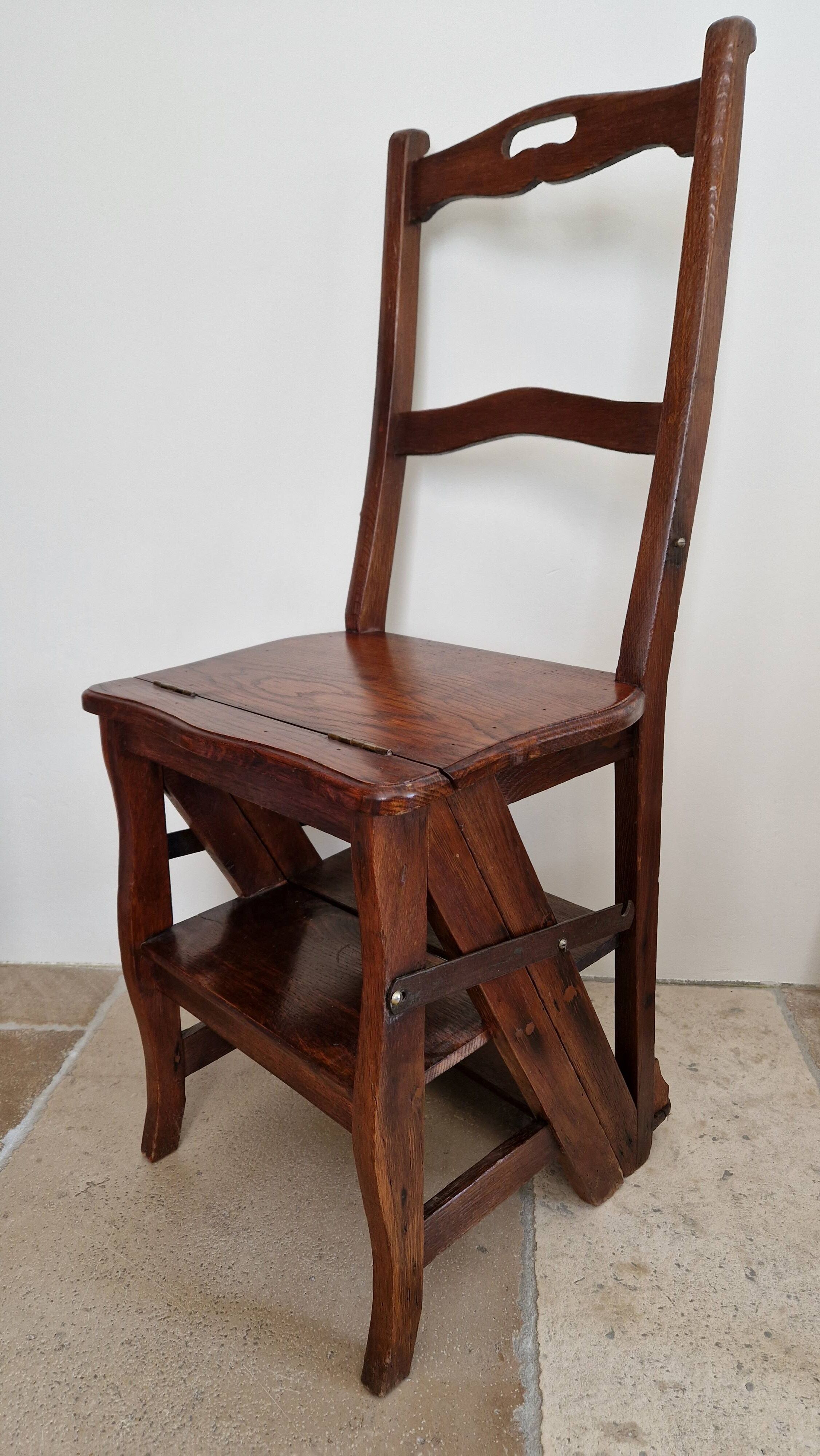 Chaise escabeau pliante pour bibliothèque – fin 19ième siècle | Selency