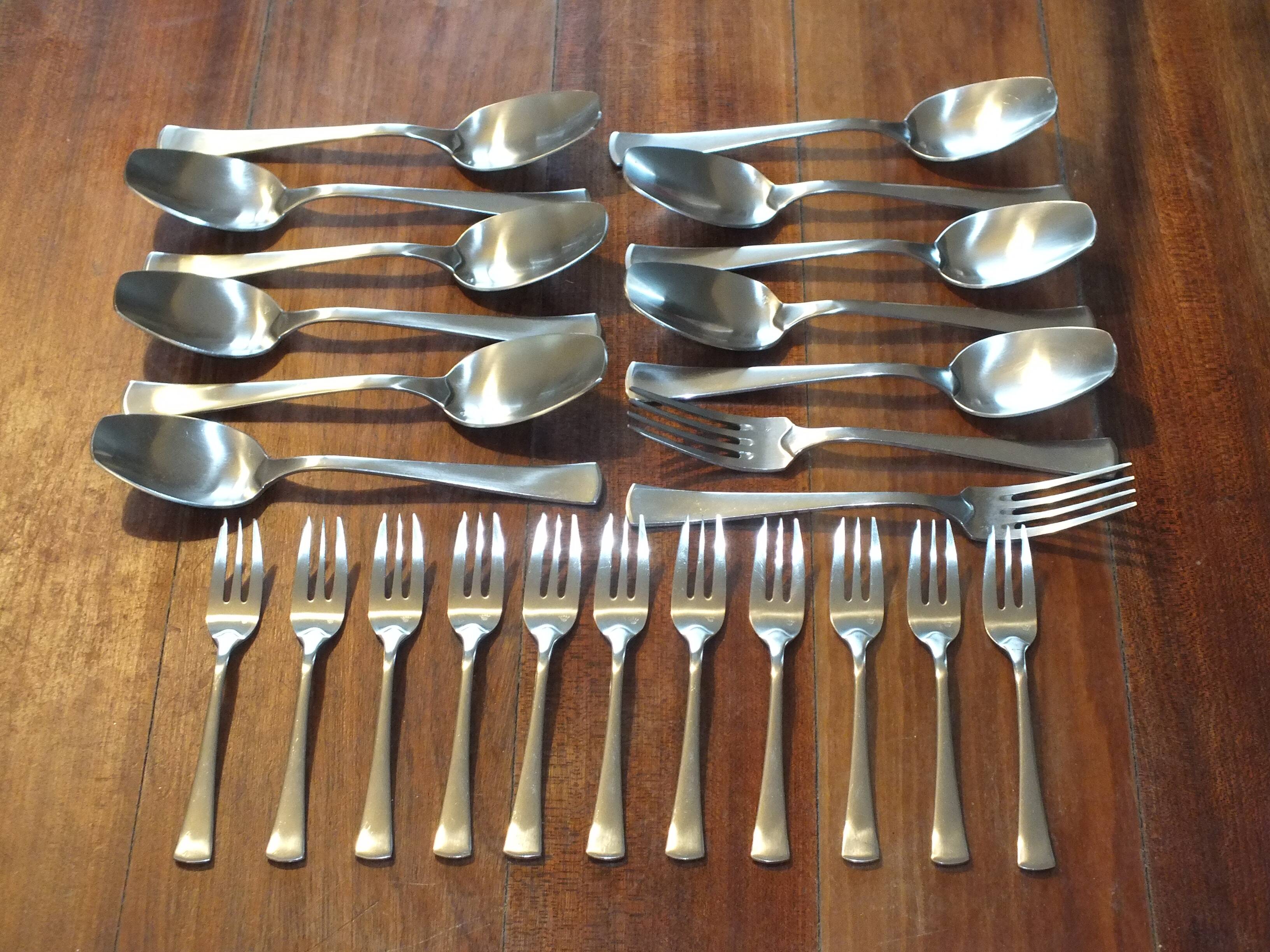 1970 stainless steel cutlery part designed by Bouillet Bourdelle, 24 ...
