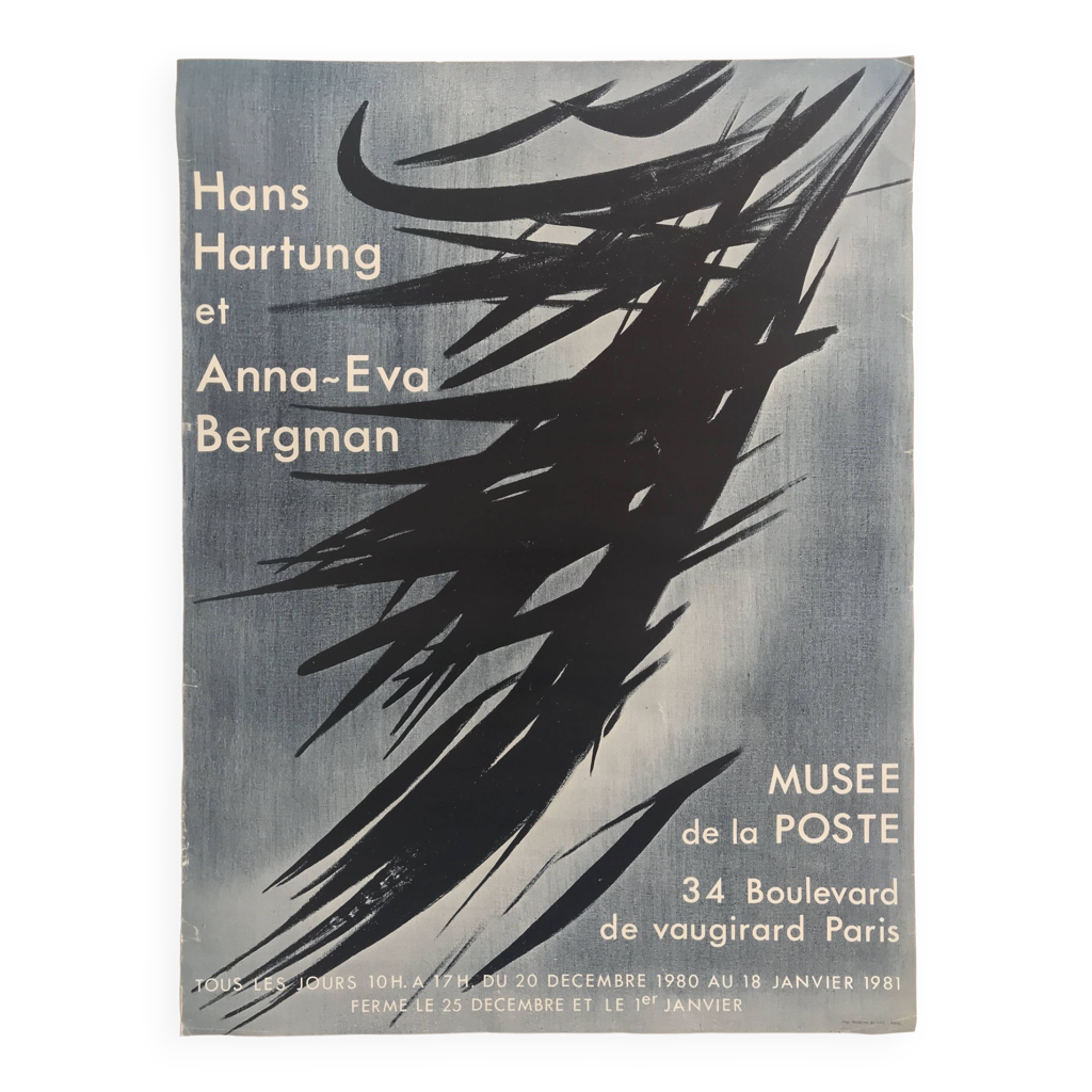 Hans hartung & ana-eva bergman : affiche originale musée de la poste ...