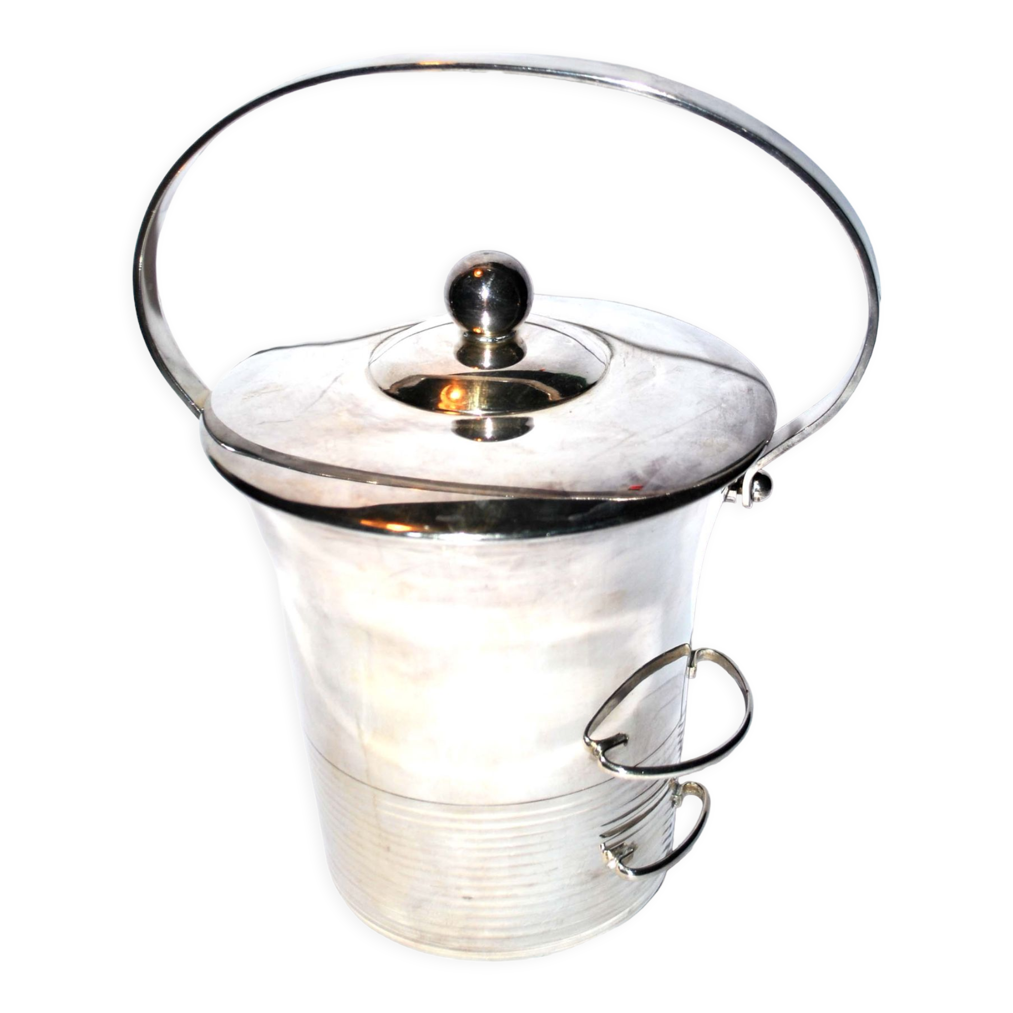 Seau à glaçon vintage en métal argenté glaceur rafraichisseur glace bar ...