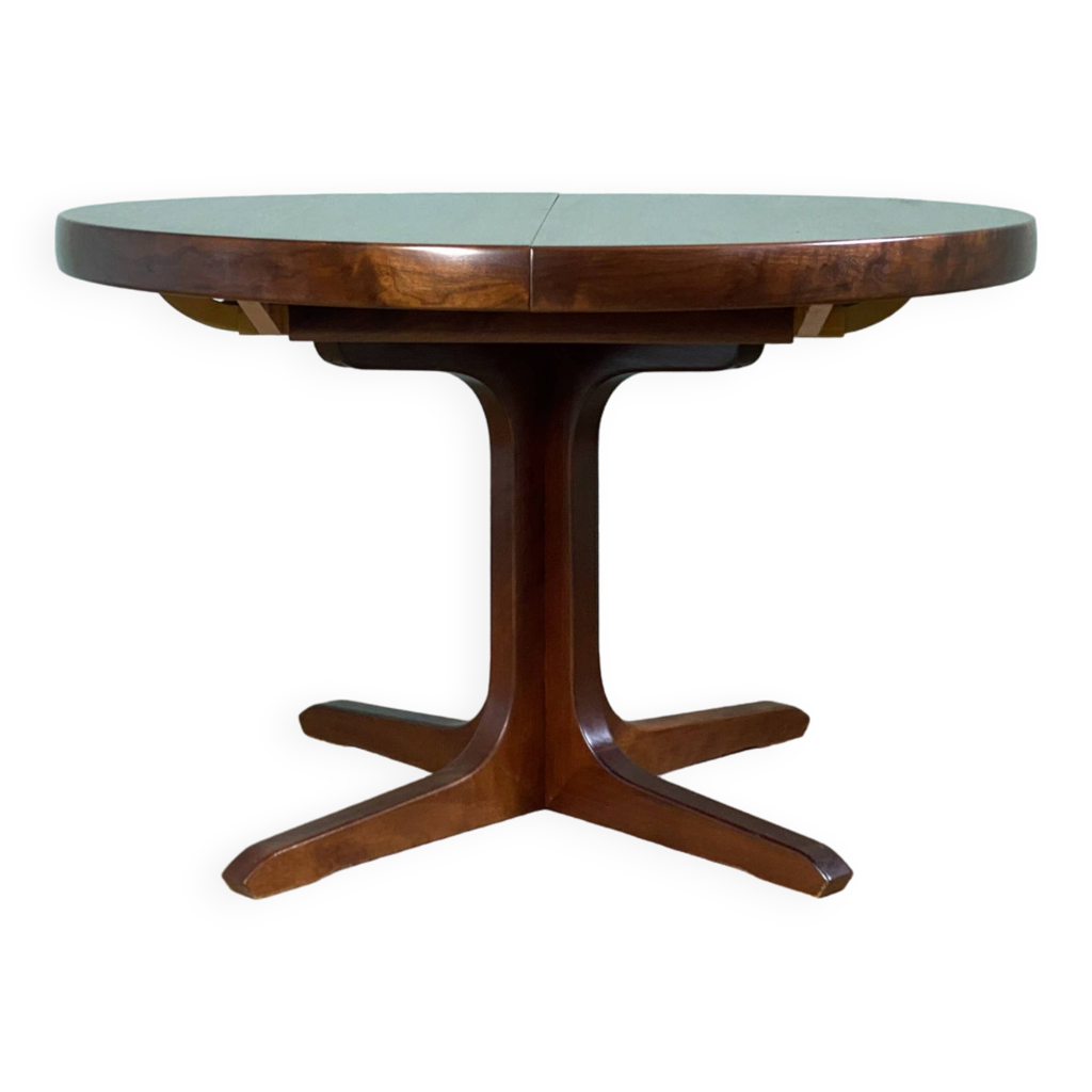 Table ronde extensible en noyer Baumann | Selency