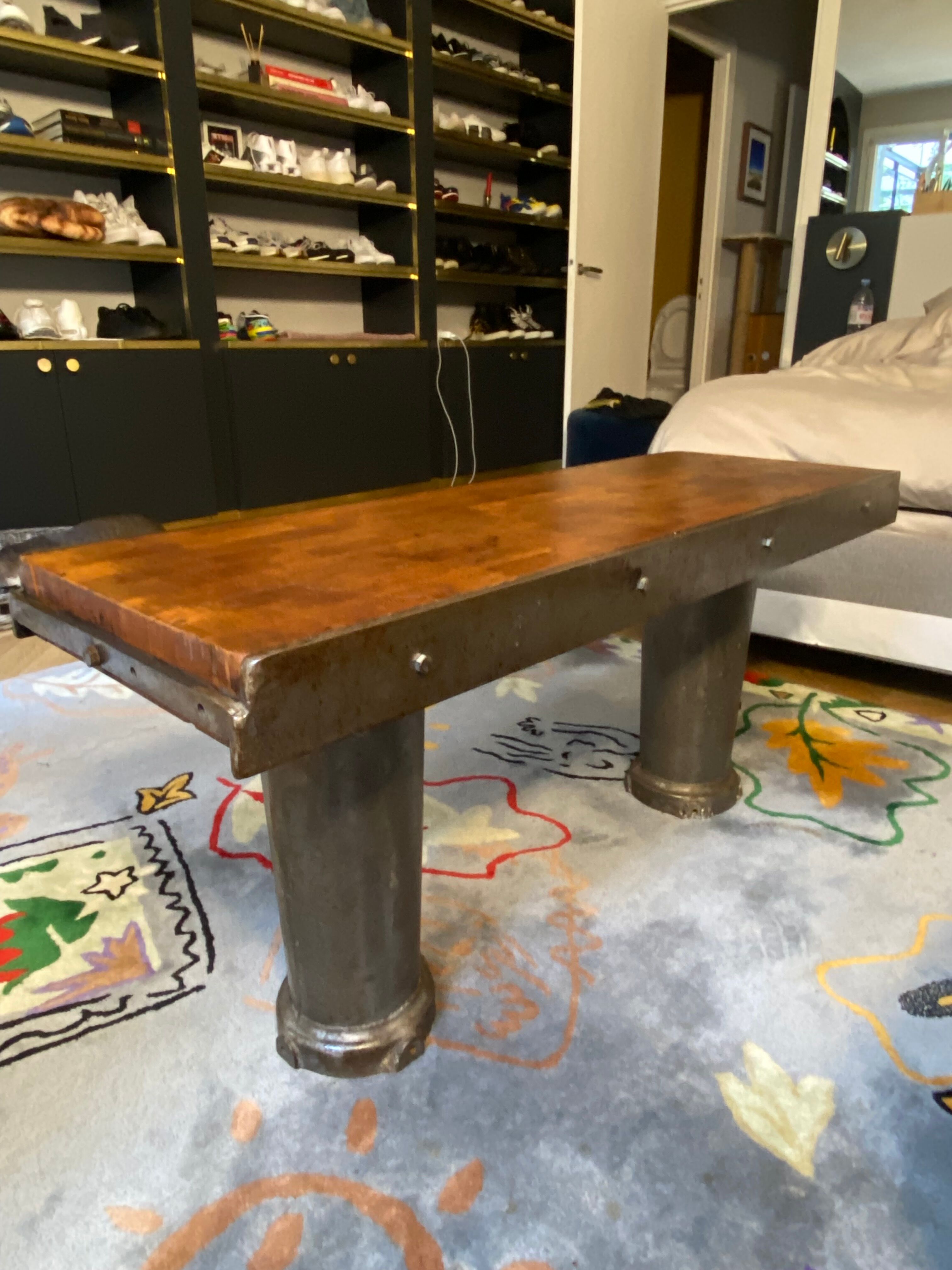 Table basse design industriel américain bois et métal | Selency