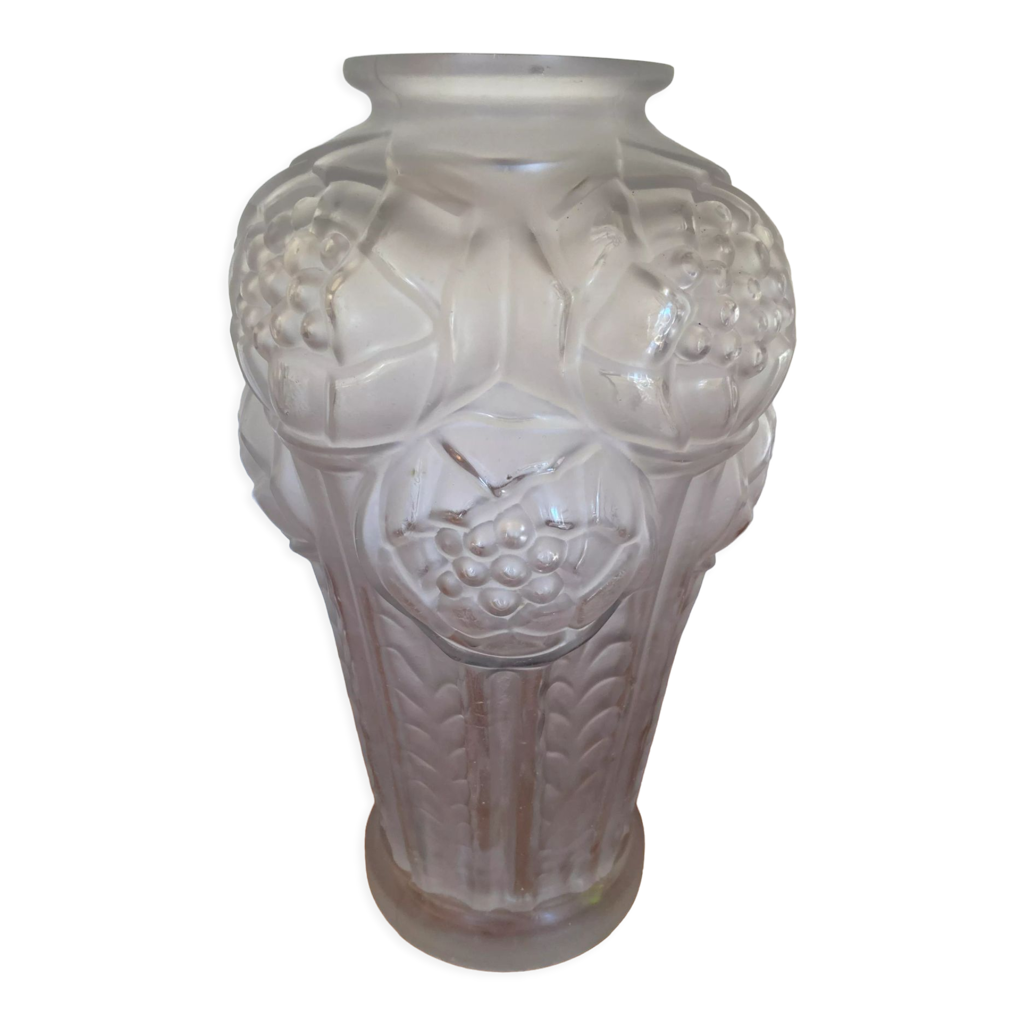 Vase art déco verre dépoli h26cm | Selency