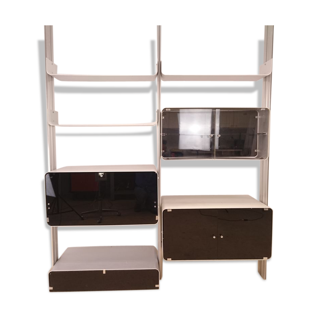 Etagère modulable aluminium avec caissons design Michel Ducaroy - 1970 ...