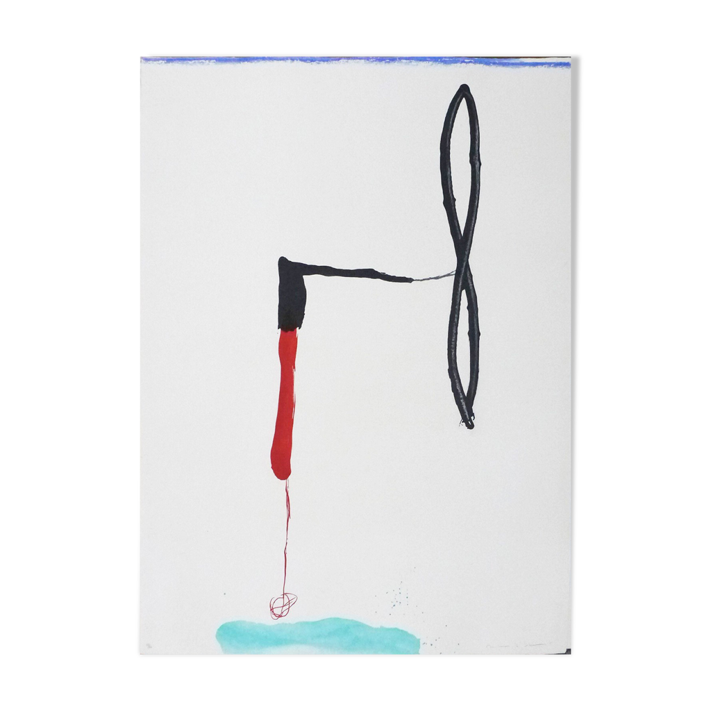 Gravure originale signée Riera I Arago Jose Maria, Avión en ángulo ...