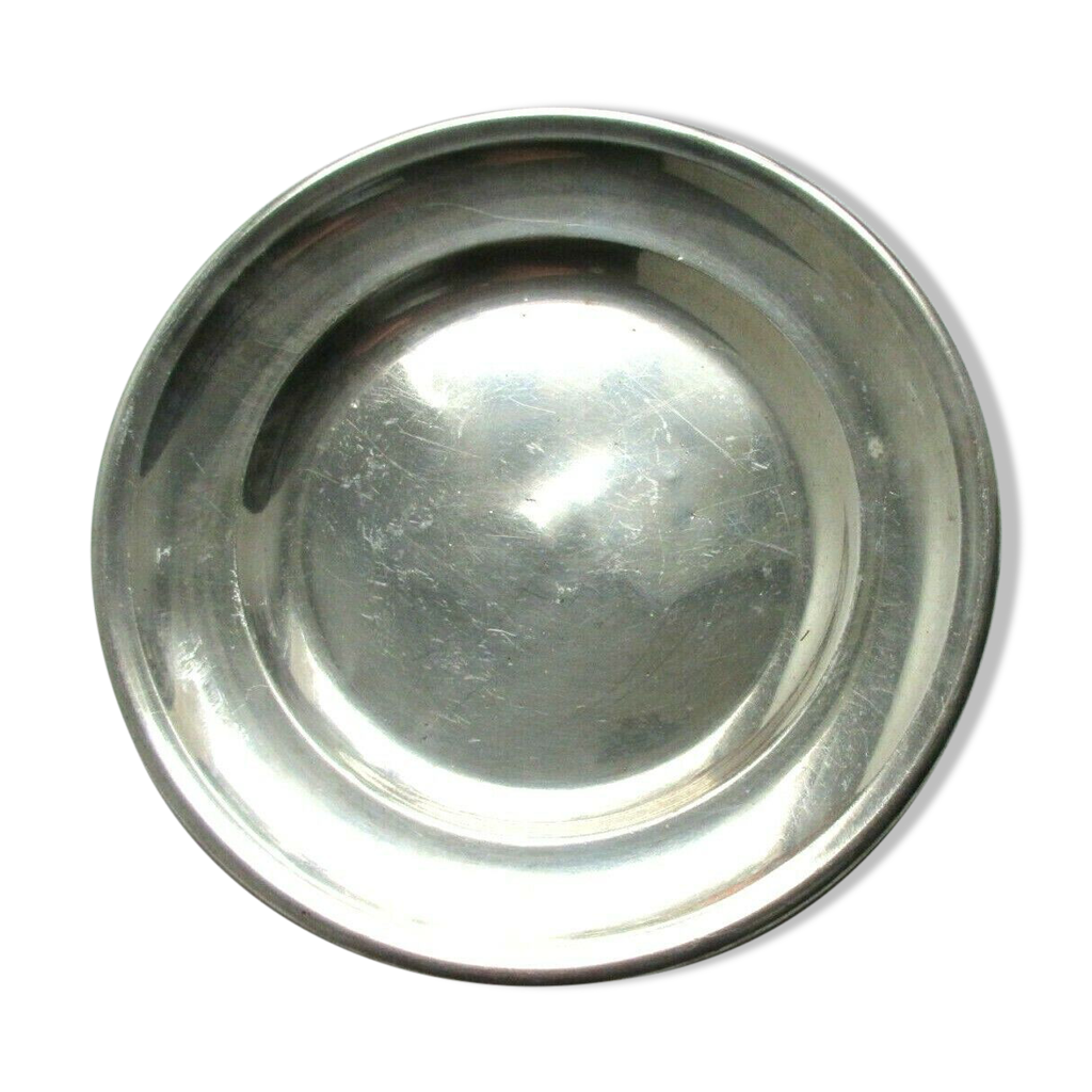 Plat rond Art Déco, Art Nouveau en bronze argenté, poinçon et 25 cm ...