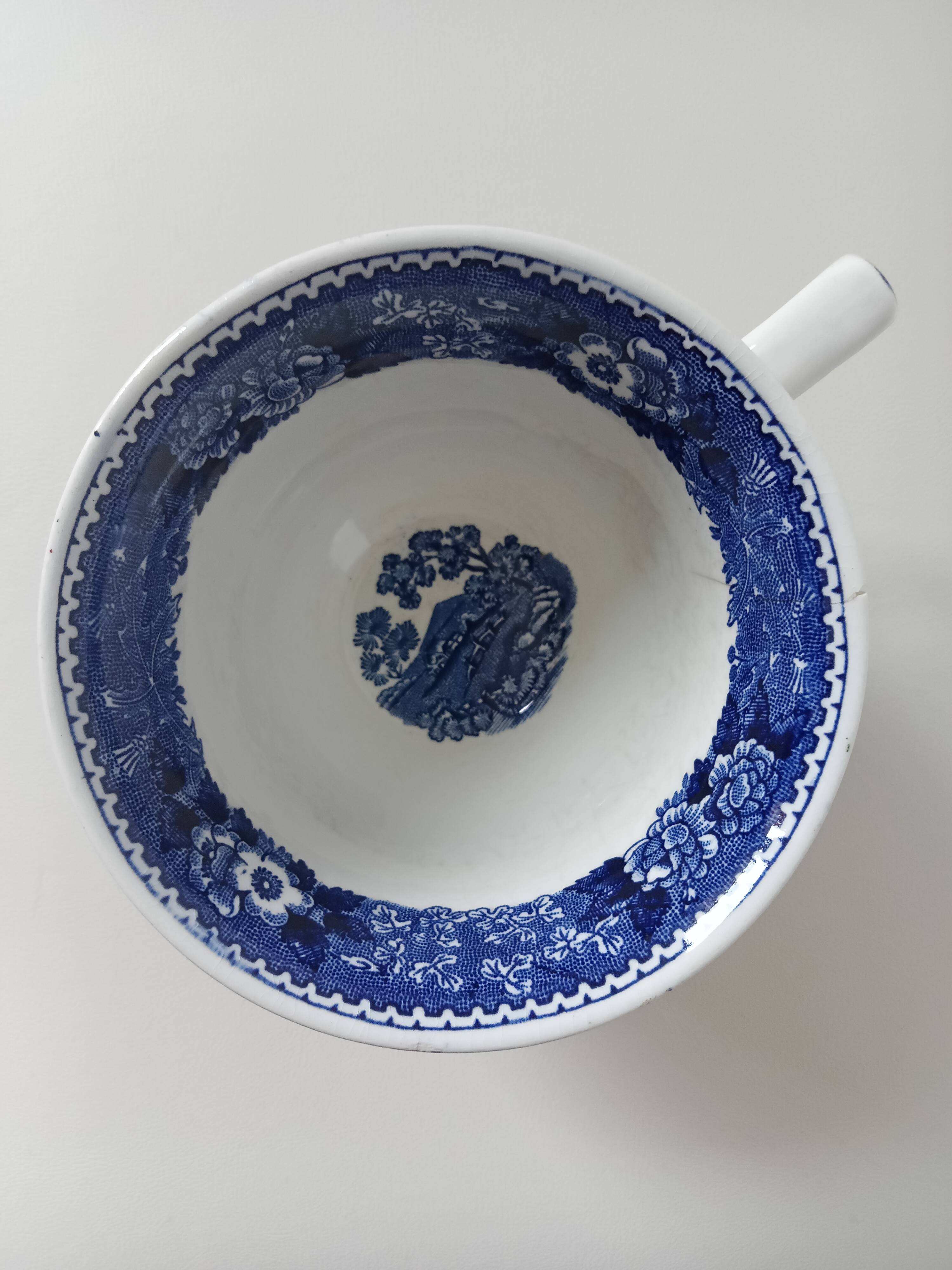 Grande tasse à café et soucoupe porcelaine anglais bleu Adams English ...