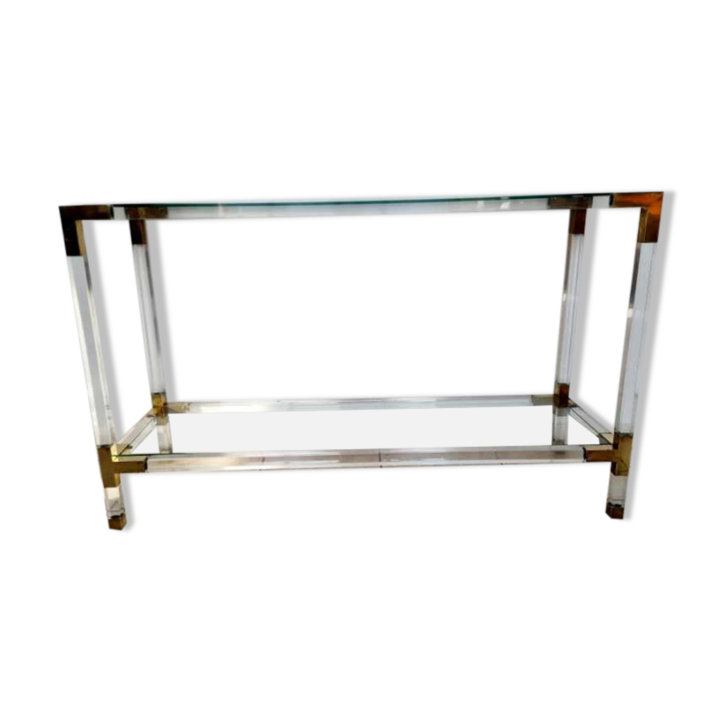 Console lucite et laiton des années 70 | Selency