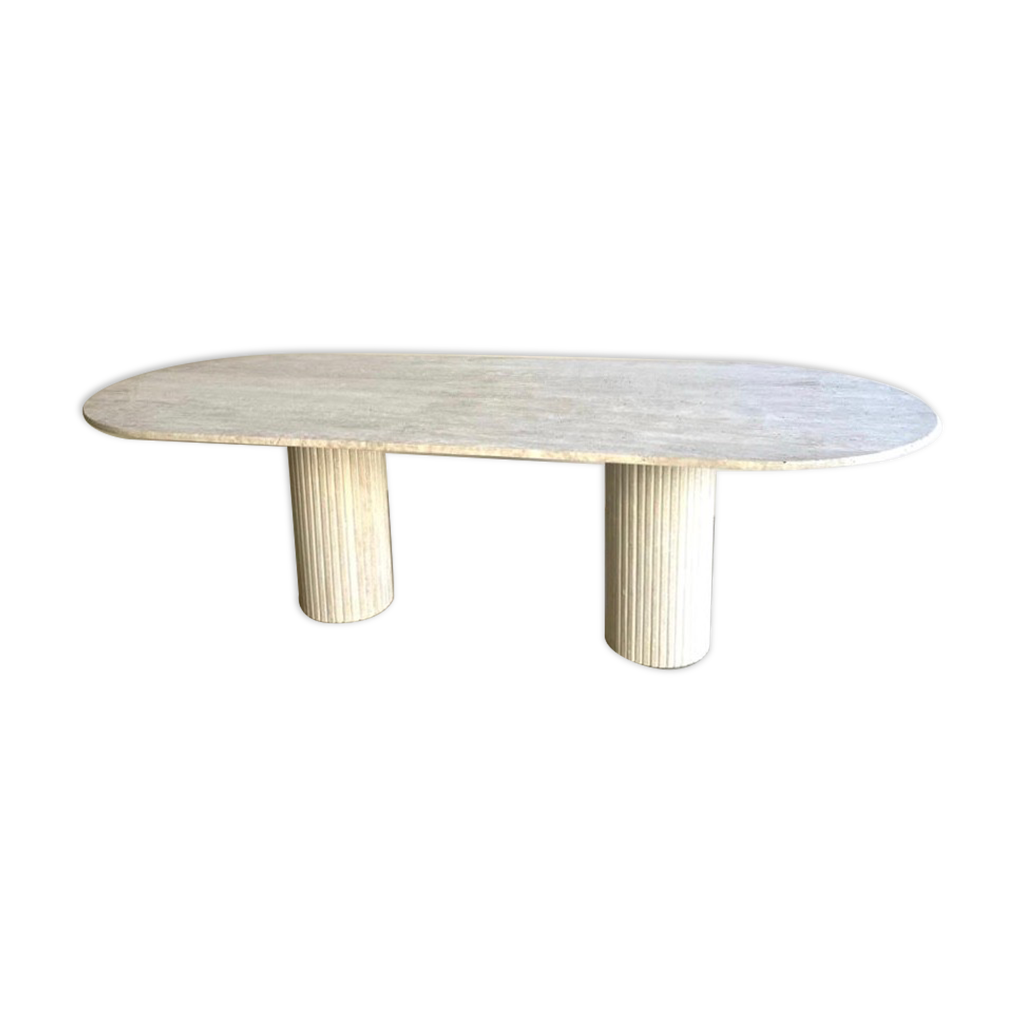 Table à manger oblongue olya - 180x90 - travertin naturel | Selency
