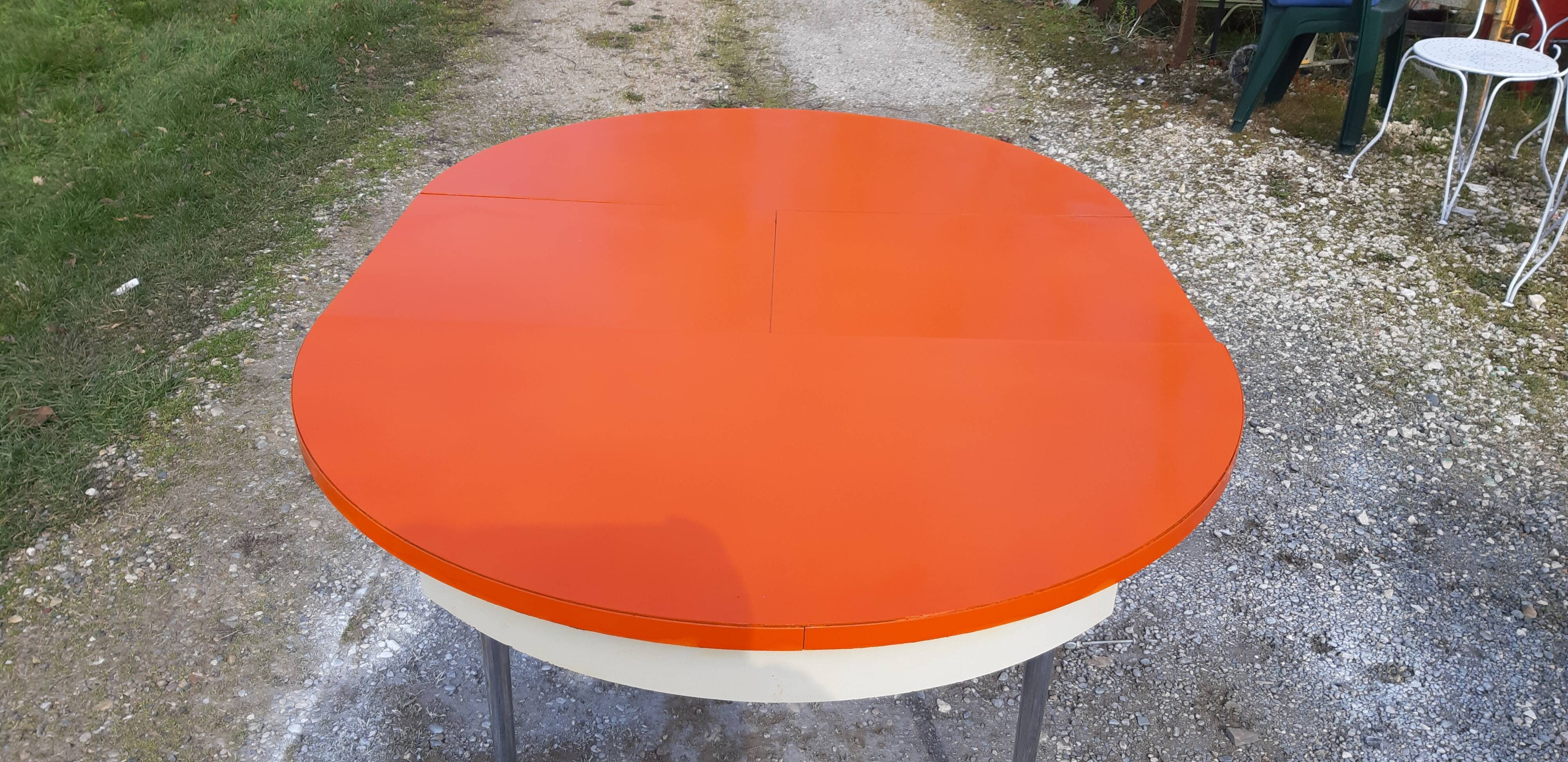 Table vintage des années 70 en formica orange | Selency