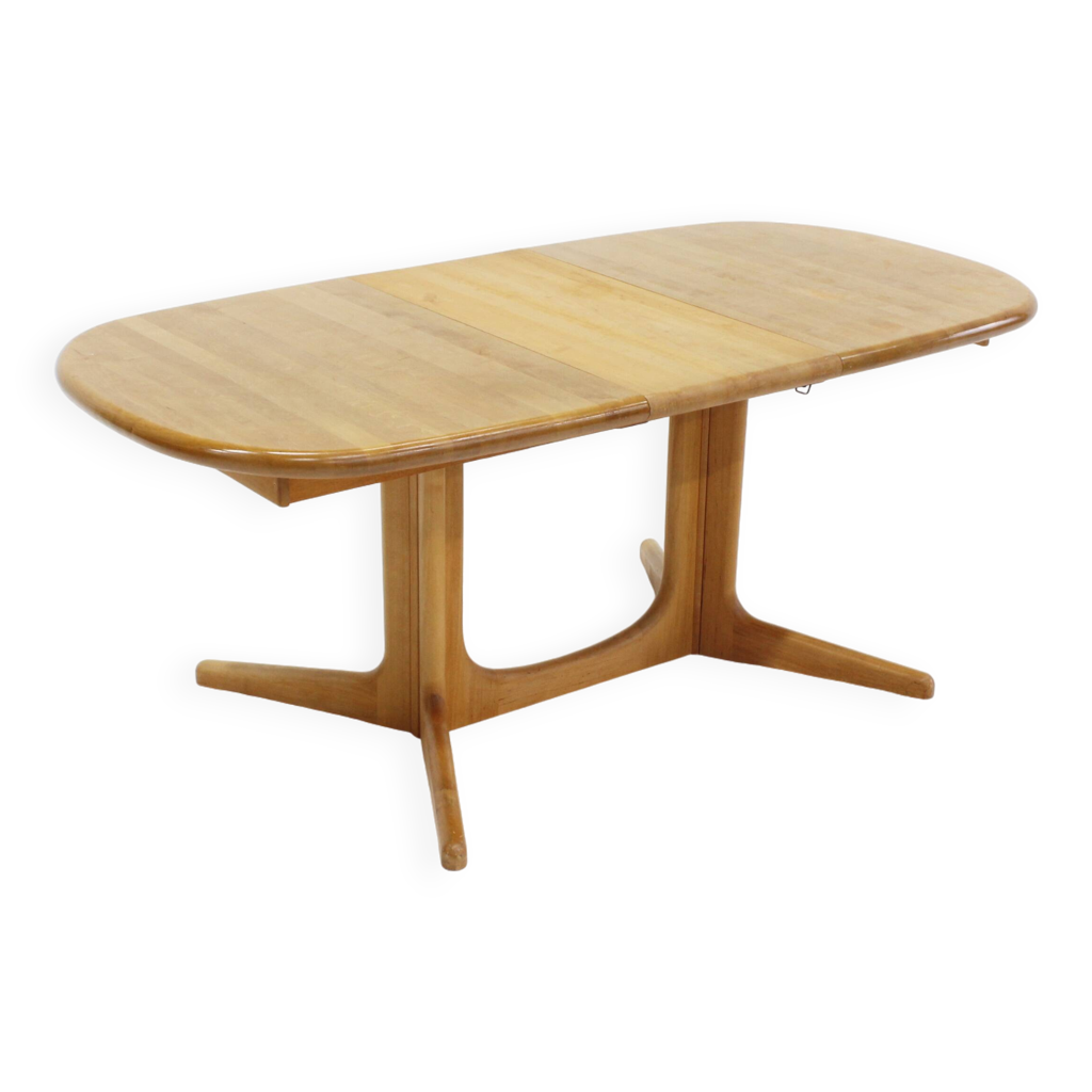 Table à manger ovale extensible vintage danoise en bois massif | Selency
