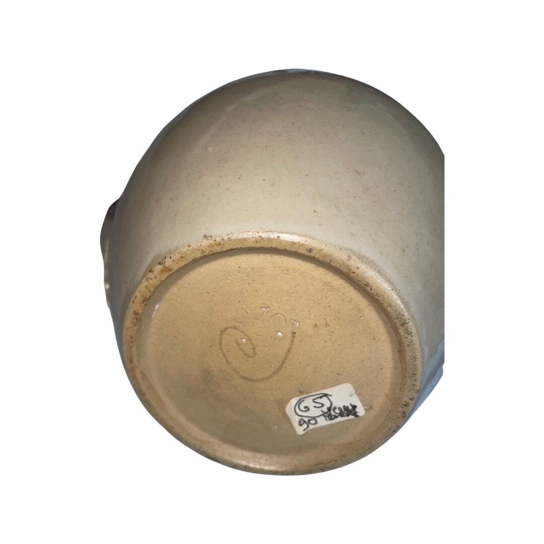 Pichet ancien brun et beige Langley Mill 19ème avec son couvercle en étain | Selency