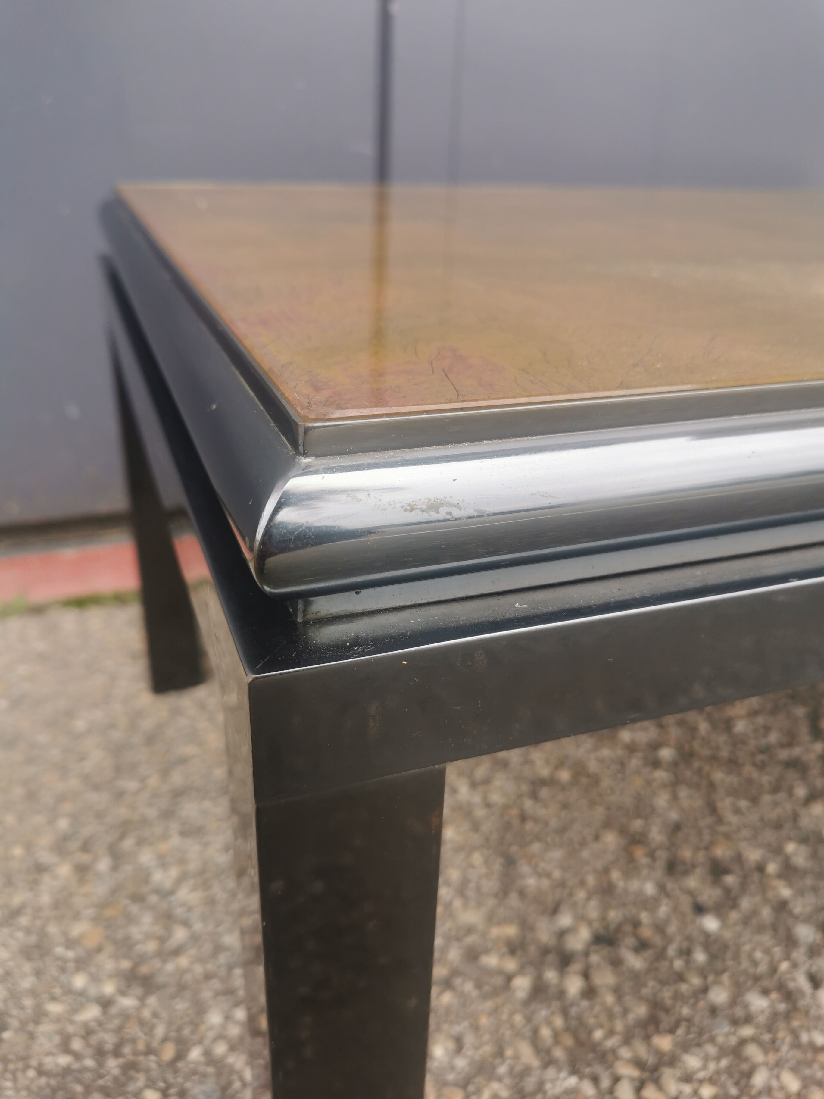 Table basse Maison Jansen plateau feuille d'or | Selency