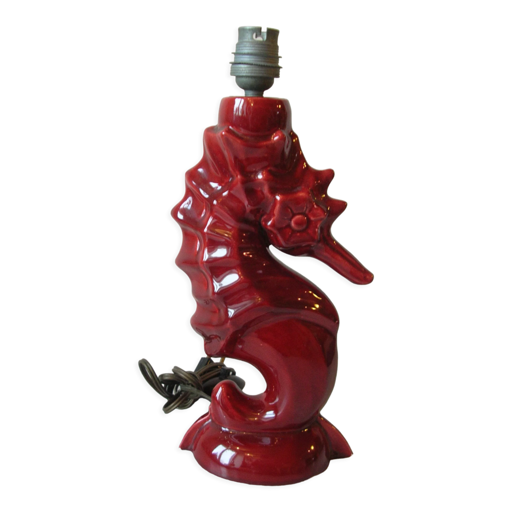 Ancien pied de lampe années 1950/60 hippocampe en céramique déco bord de mer | Selency