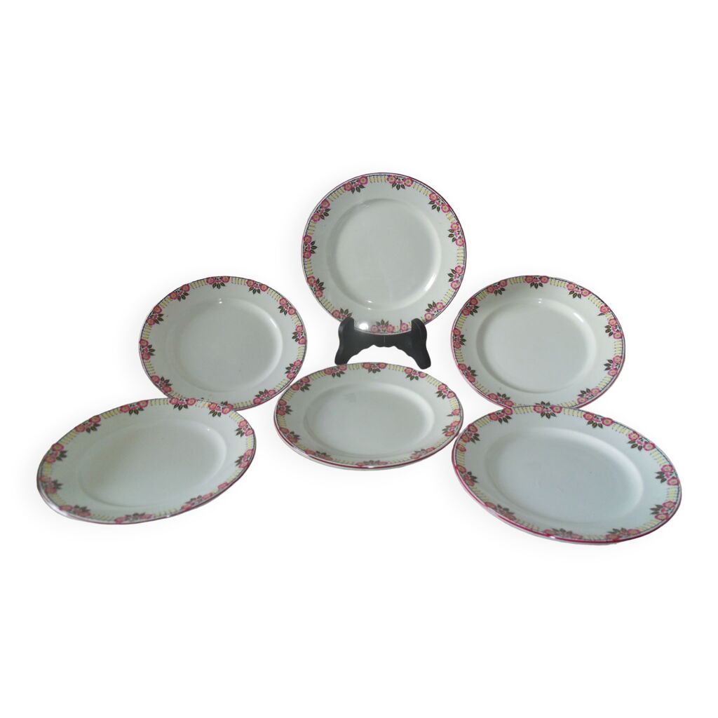 6 assiettes à dessert Faïence Orchie Moulin des loups | Selency